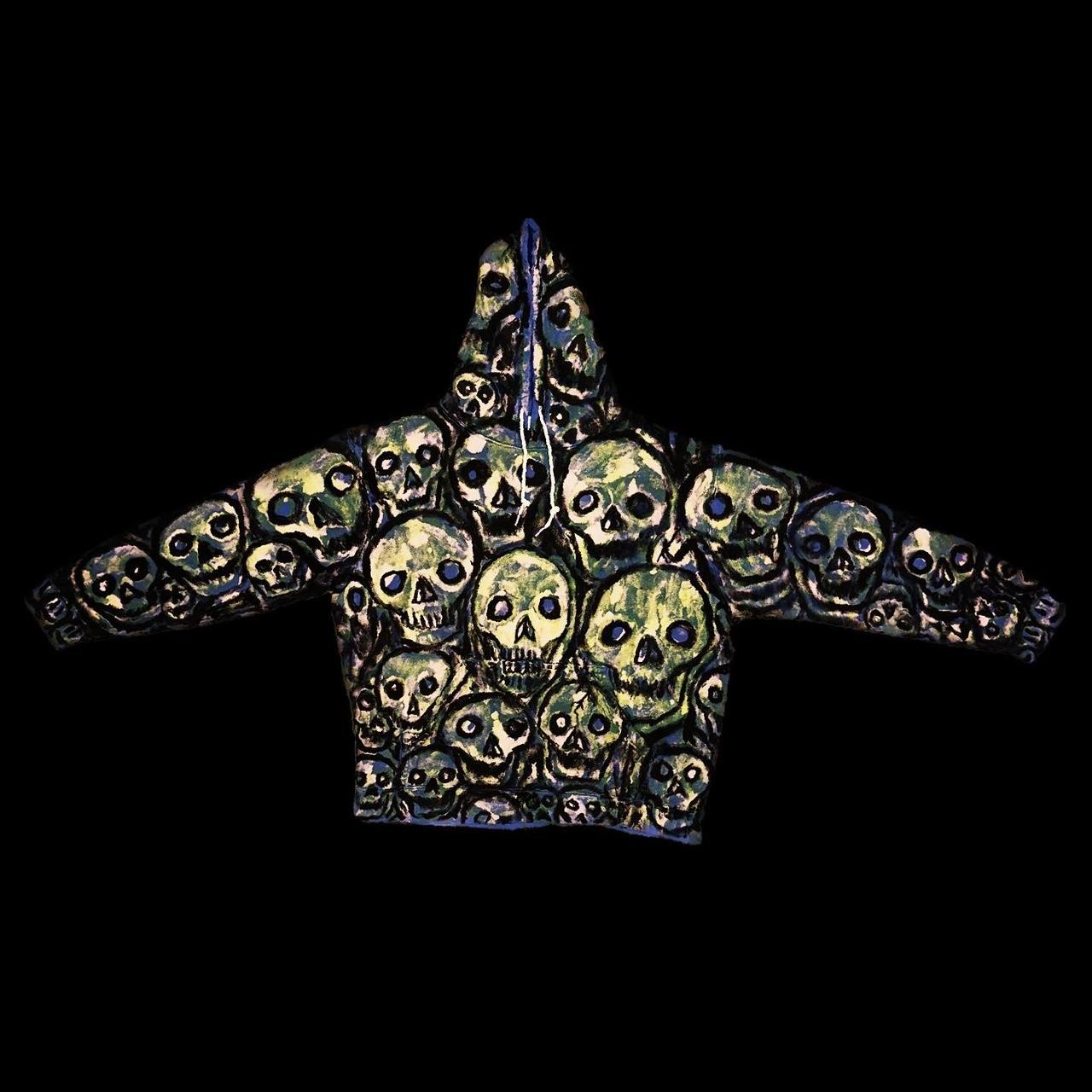 Hand painted “toxic” skull hoodie * one of one*... - Depop