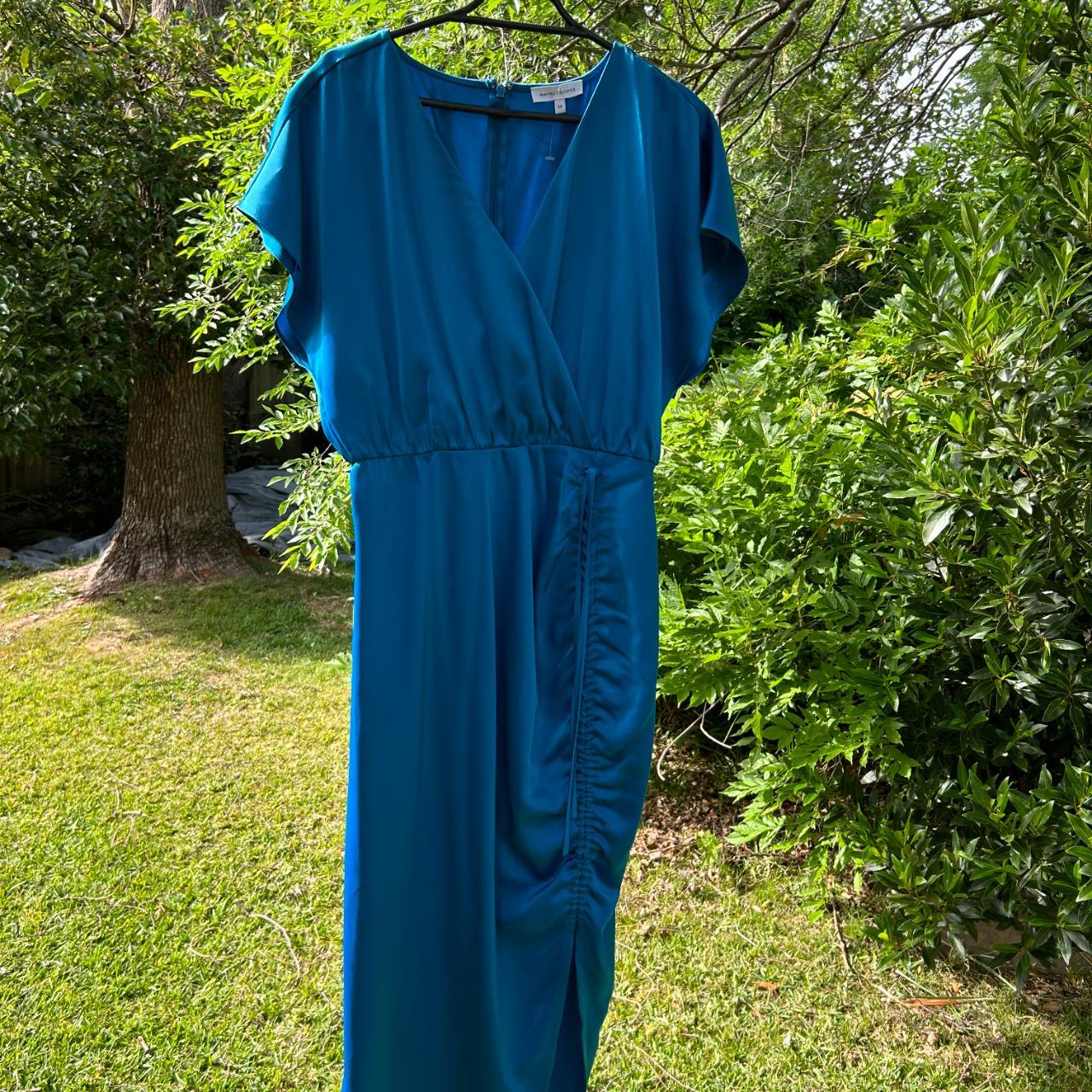 A gorgeous Wayne Cooper dress in teal/peacock blue,... - Depop