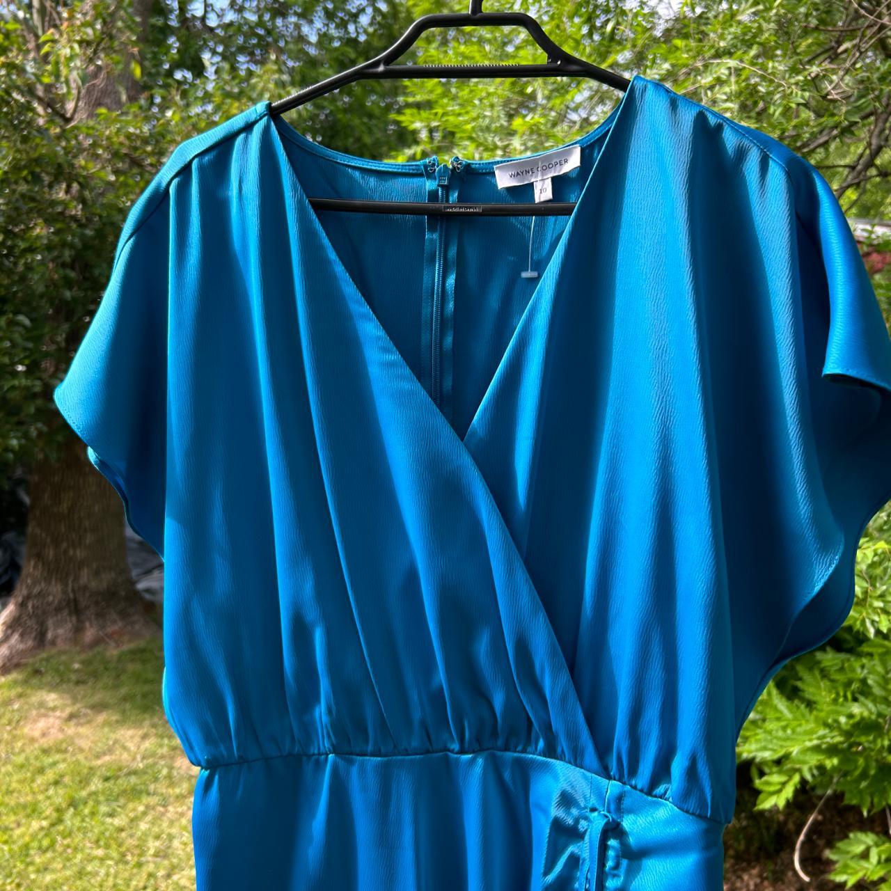 A gorgeous Wayne Cooper dress in teal/peacock blue,... - Depop