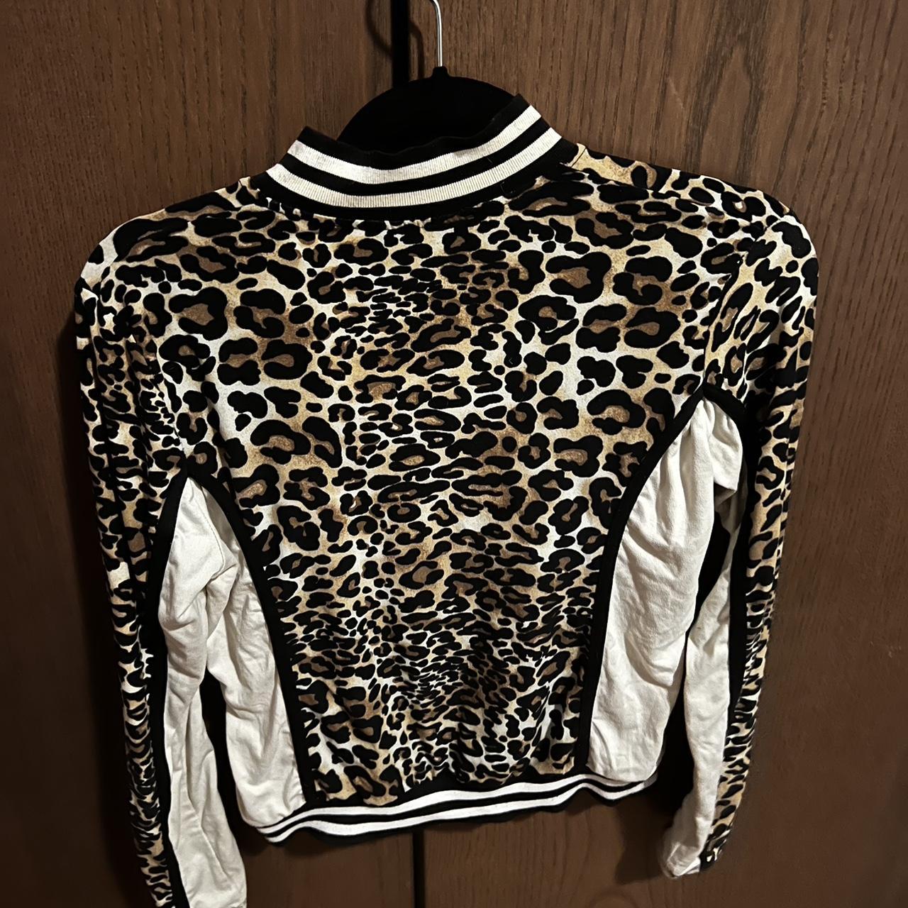 Y2K leopard print zip up high necked stretch cardigan - Depop