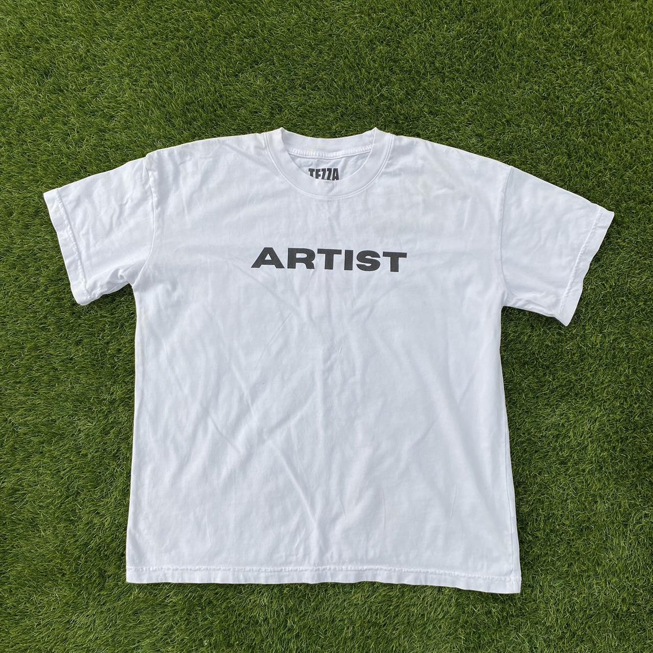 TEZZA artist graphic T-shirt Has stains on collar... - Depop