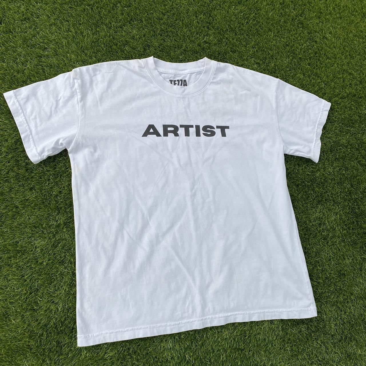 TEZZA artist graphic T-shirt Has stains on collar... - Depop