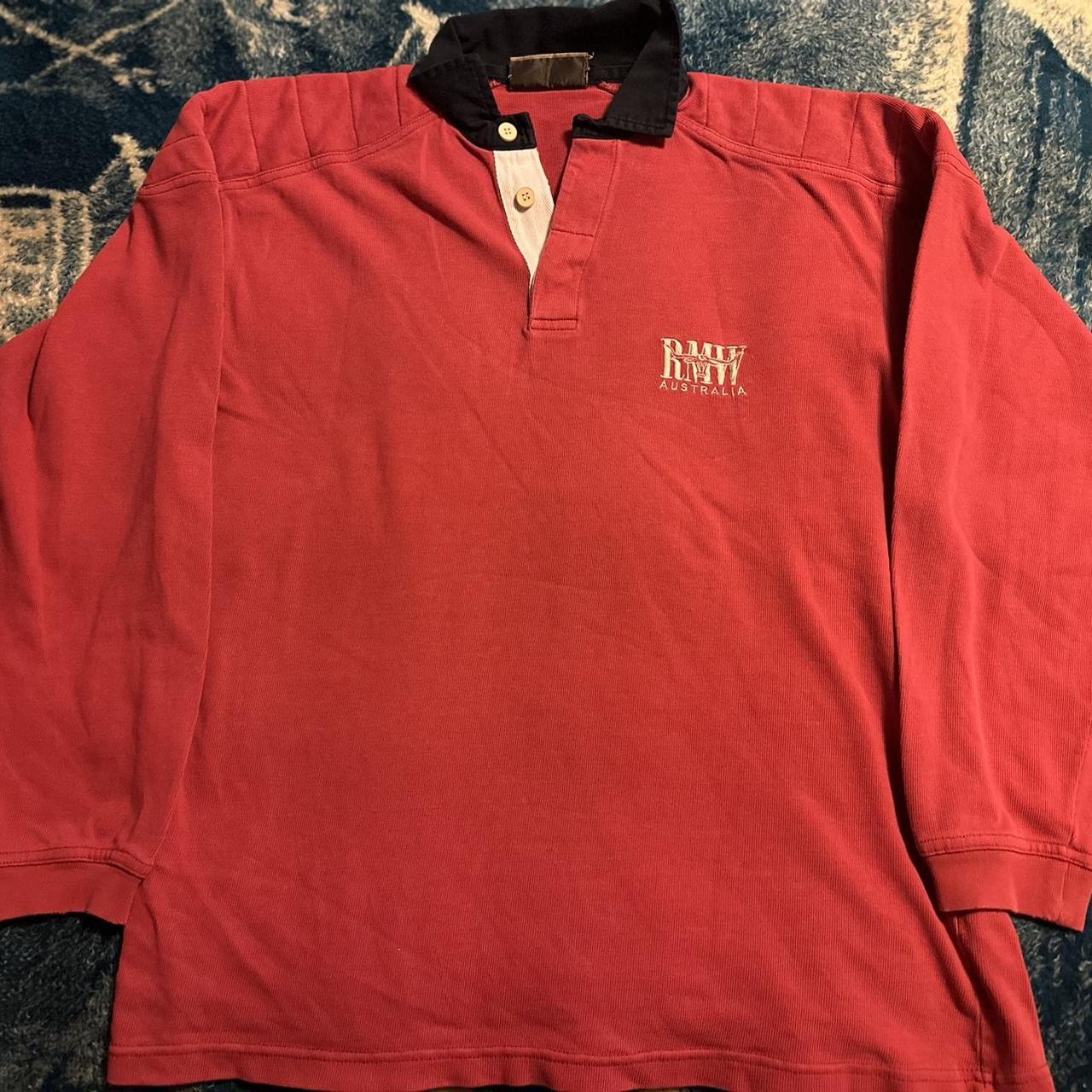 Vintage RM Williams Rugby Polo Shirt Mens Large Red... - Depop