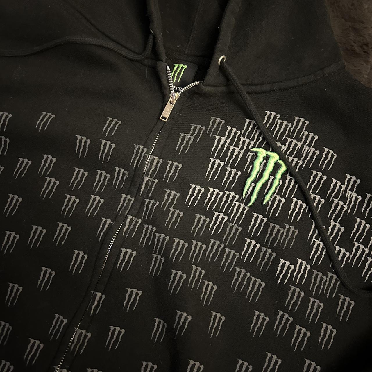 Vintage Y2K Monster Energy Zip Up Hoodie AOP Sz. 2XL - Depop
