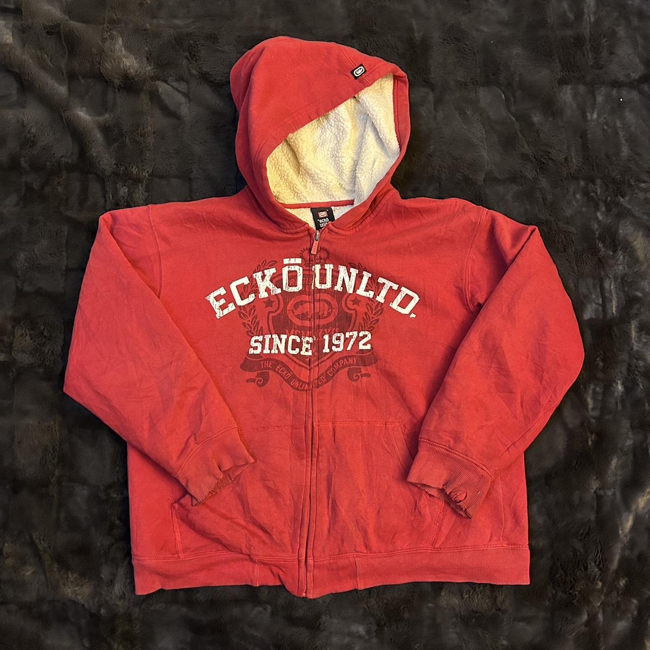 Vintage Ecko Unltd Hoodie Sherpa Lined Y2K Mallgoth... - Depop