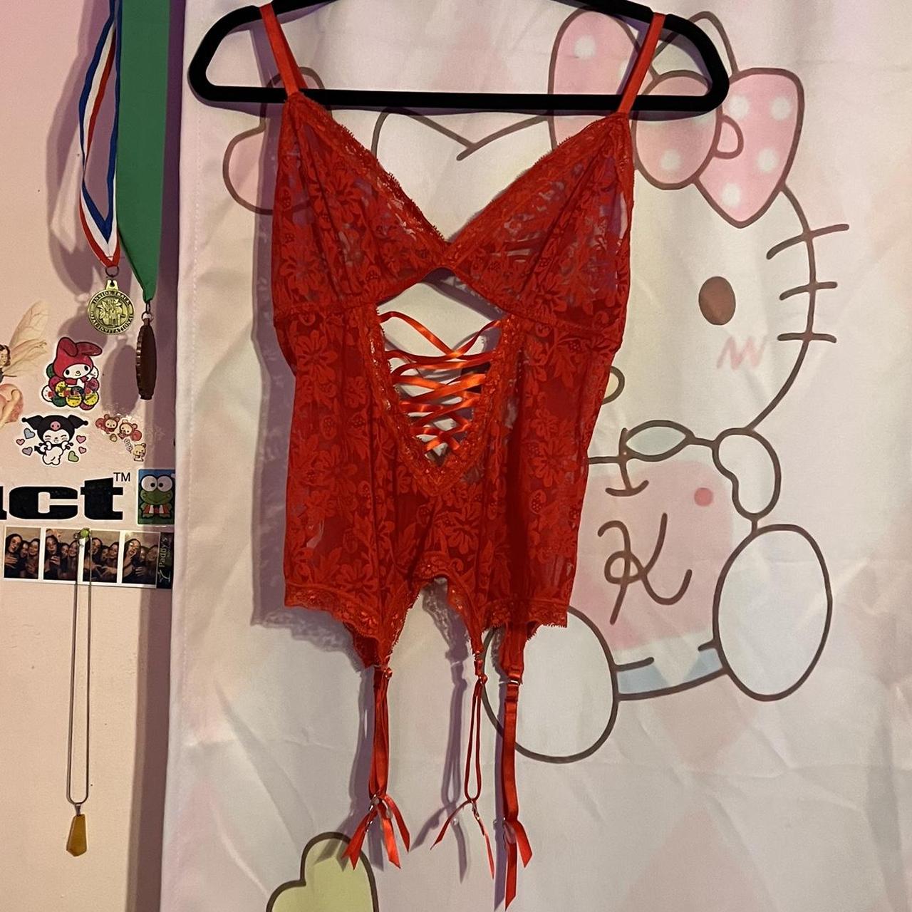 DAINTY RED LACE LINGERIE 💋 Red lingerie with exotic... | Depop