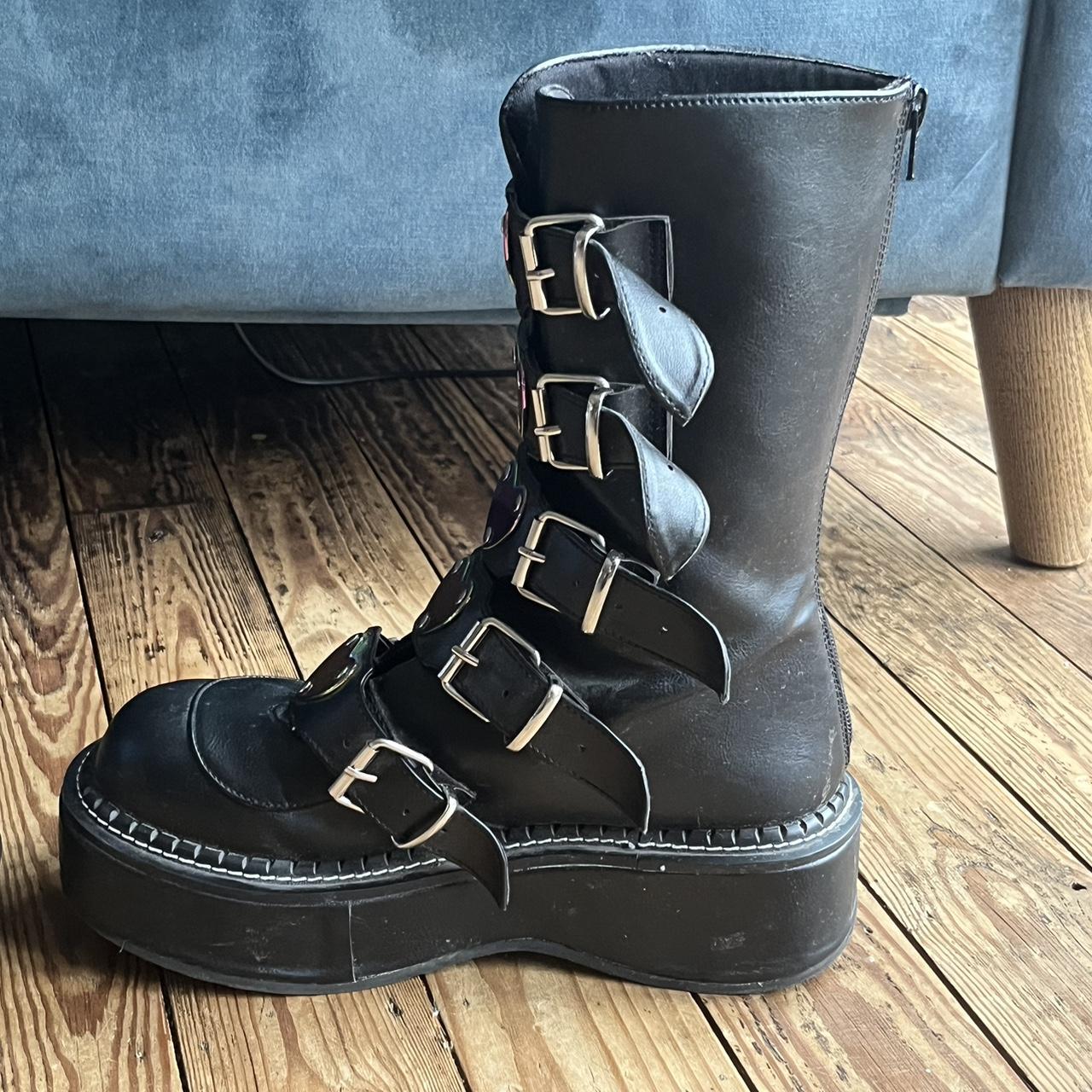 Demonia heart Buckle boots. That are in good... - Depop
