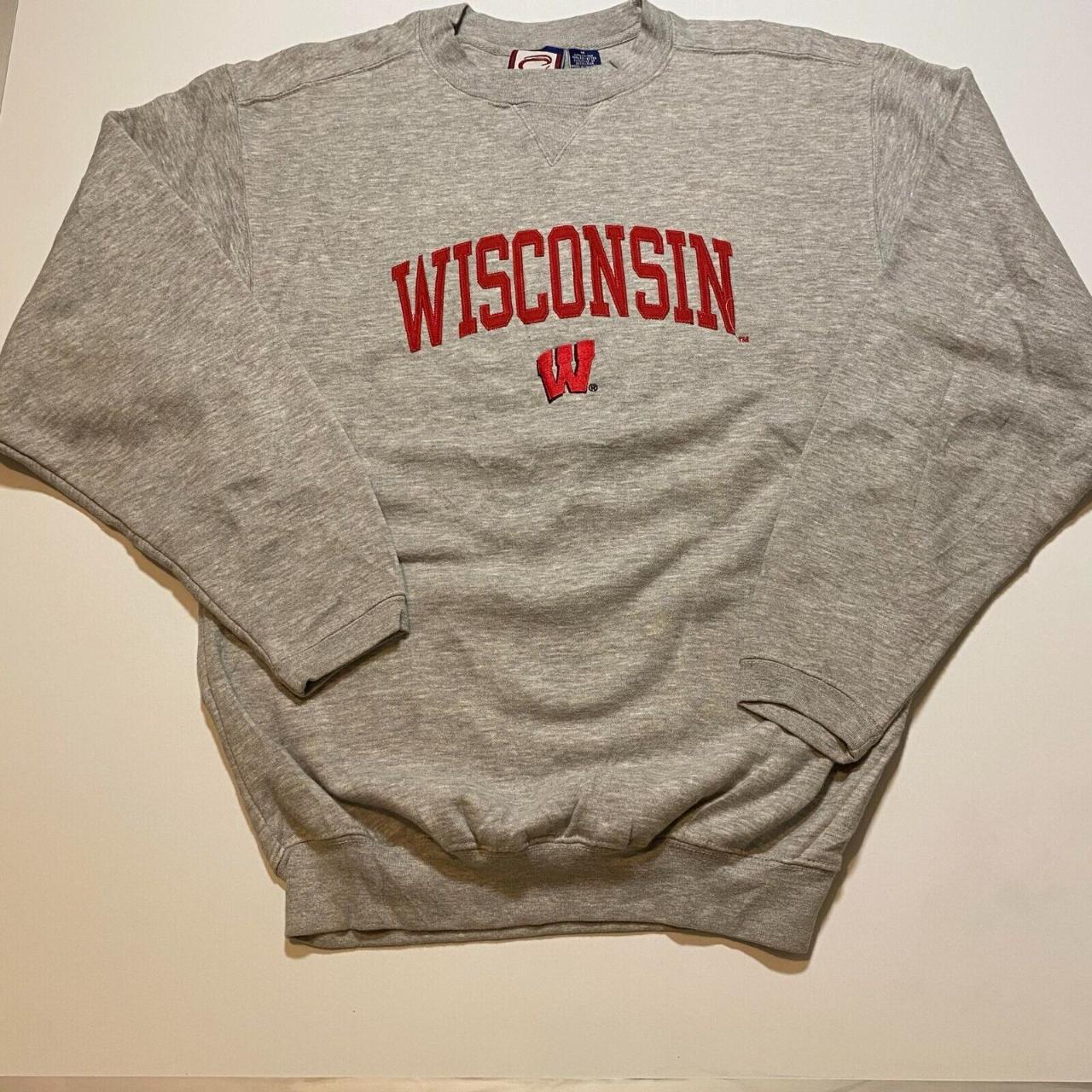 Vintage 90s Mens Large Spell Out Wisconsin Crewneck... - Depop