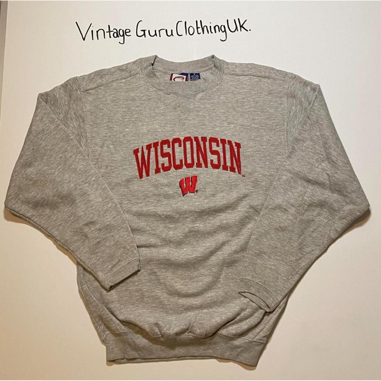 Vintage 90s Mens Large Spell Out Wisconsin Crewneck... - Depop