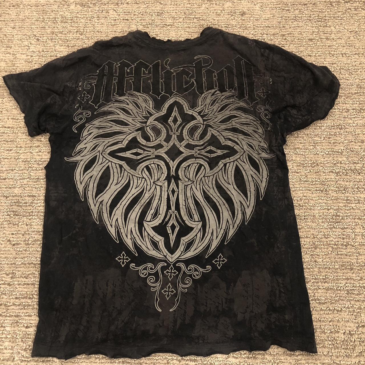 Men’s medium black affliction t-shirt with really... - Depop