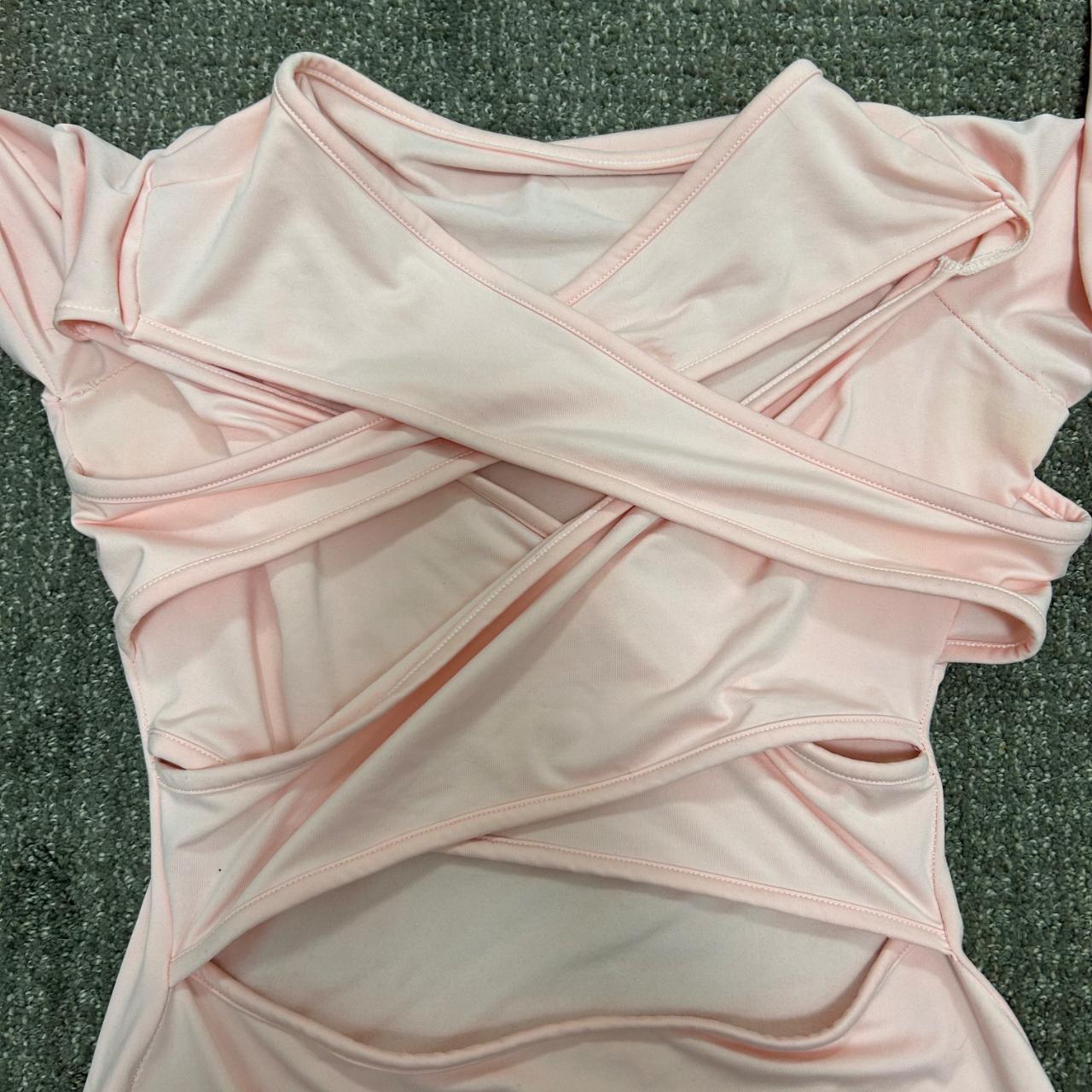 Pink Dress with Open Cross Back -size large... | Depop