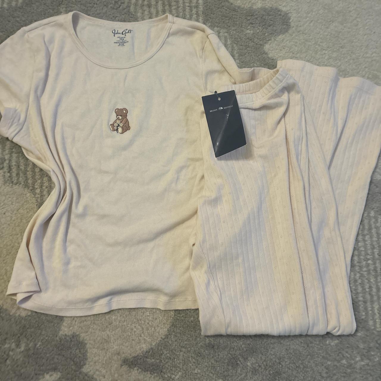 brandy melville pajama set teddy bear -small flaw... - Depop
