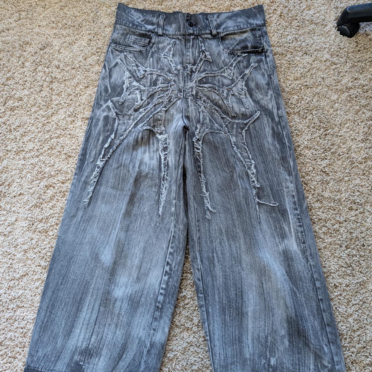 Pholoh Phantom Troupe Dark Grey wash extra wide leg... - Depop