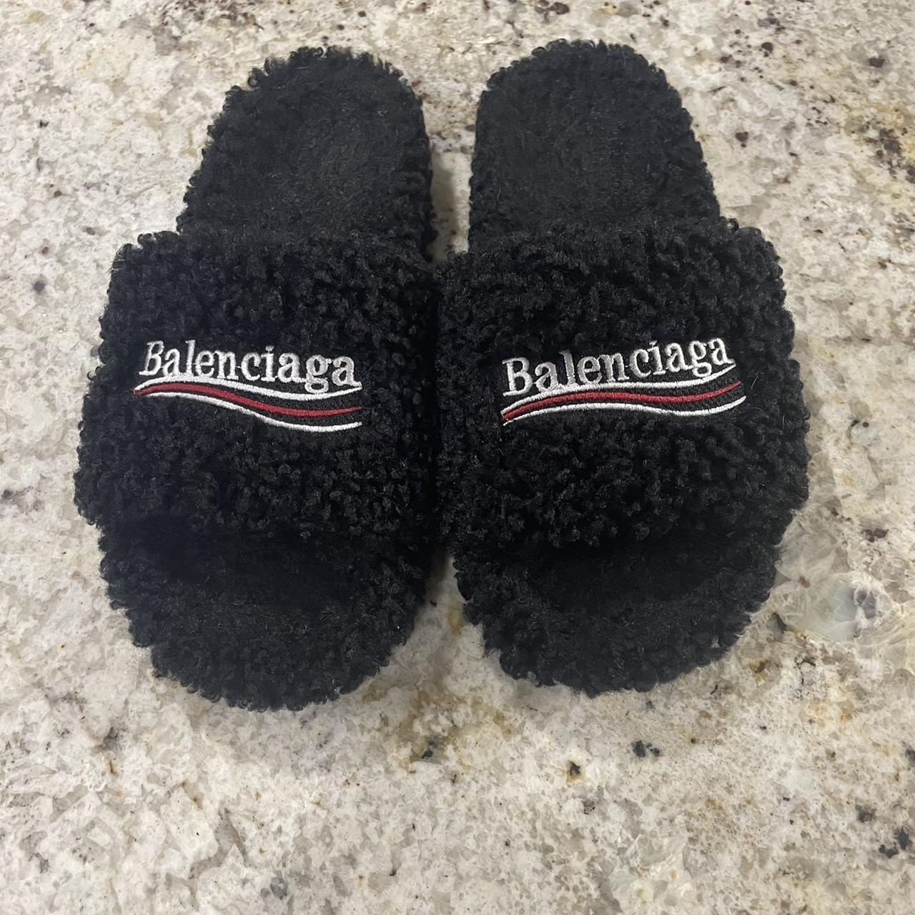 Balenciaga furry slides Are authentic so no... | Depop