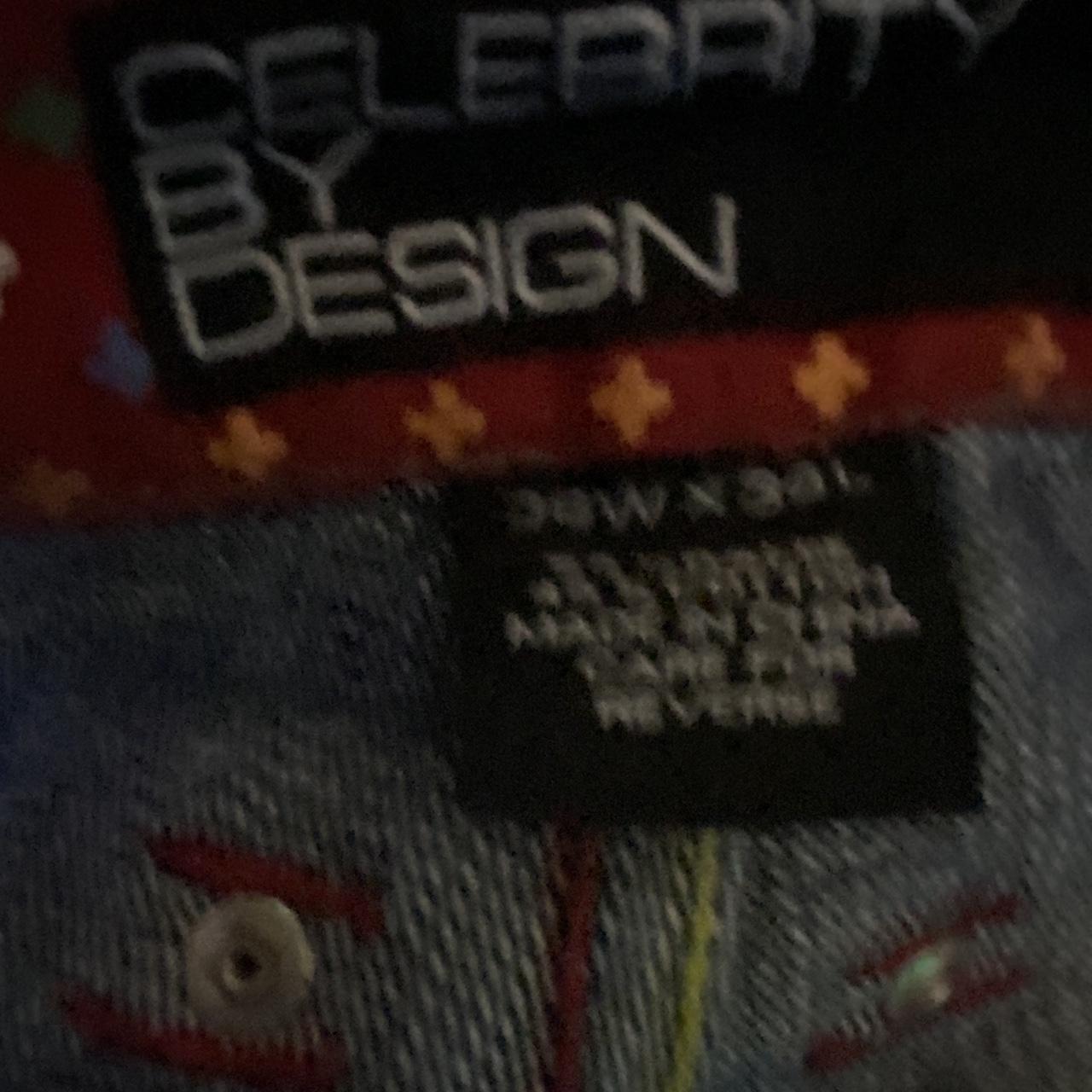 Blue and red pants with a distressed look with... - Depop