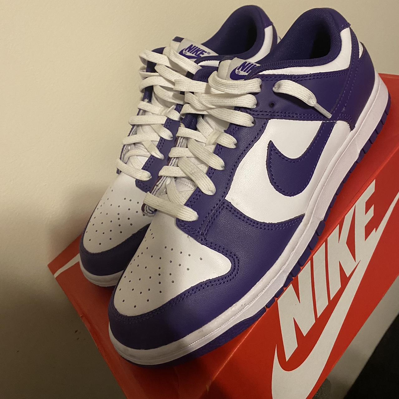 Championship purple Nike Dunks Size 10.5 Box... - Depop