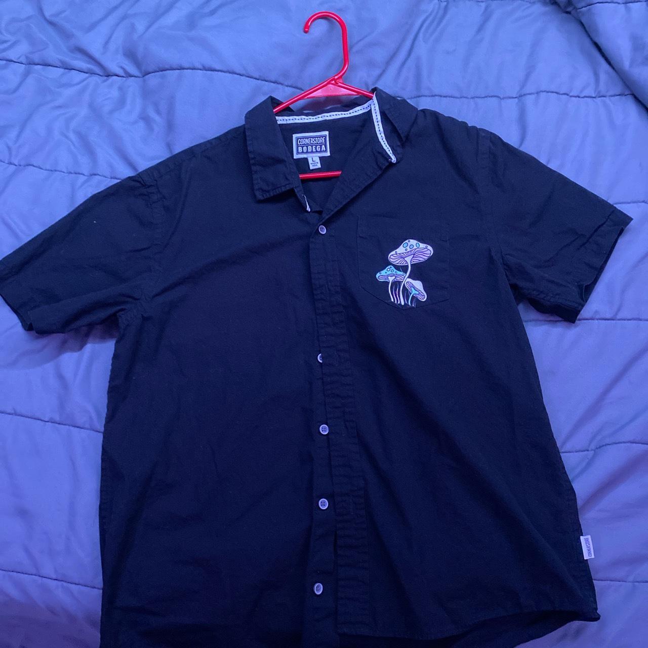 Corner store bodega button up mushroom short sleeve... - Depop