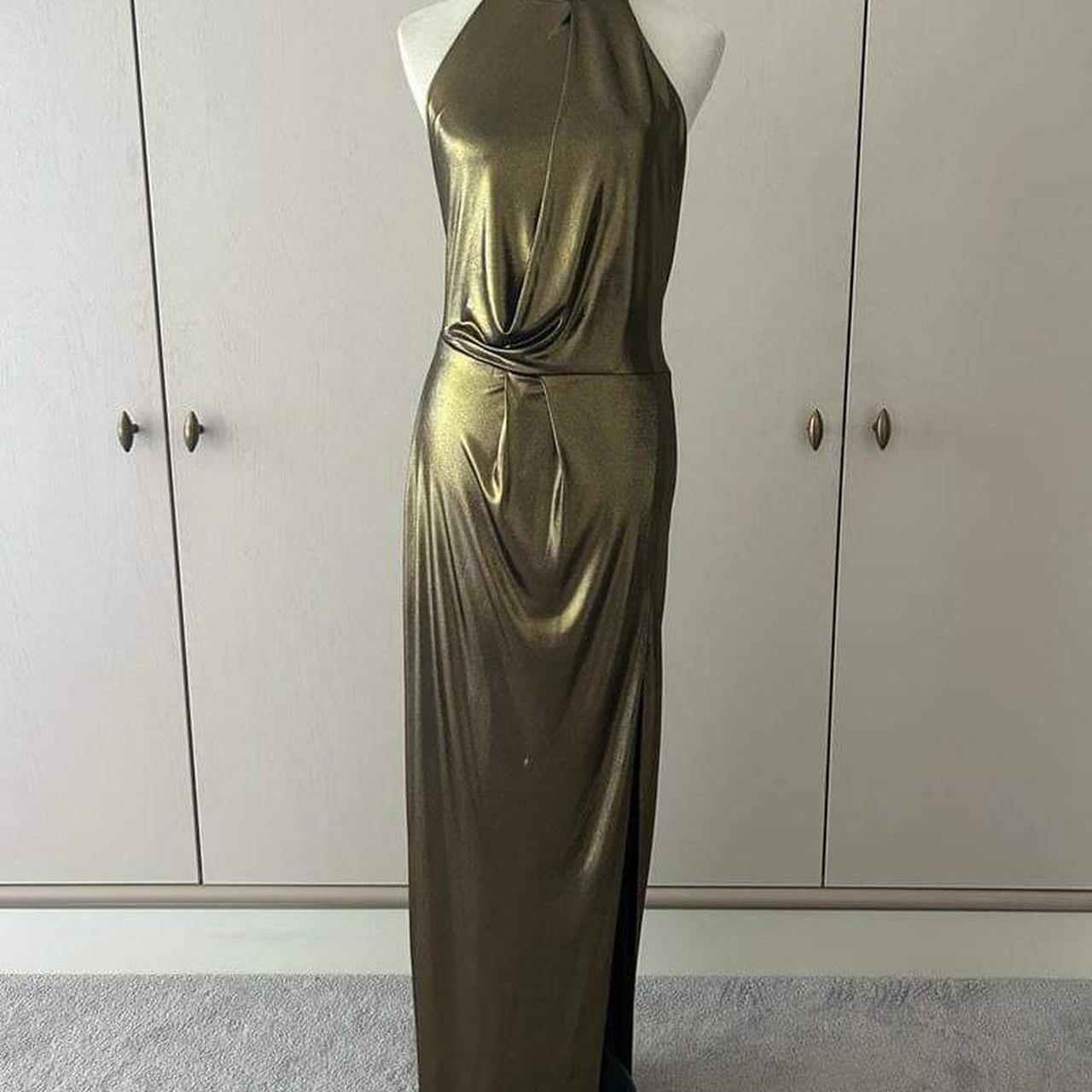 Halston Heritage Halston Gown Twist Front Metallic Depop