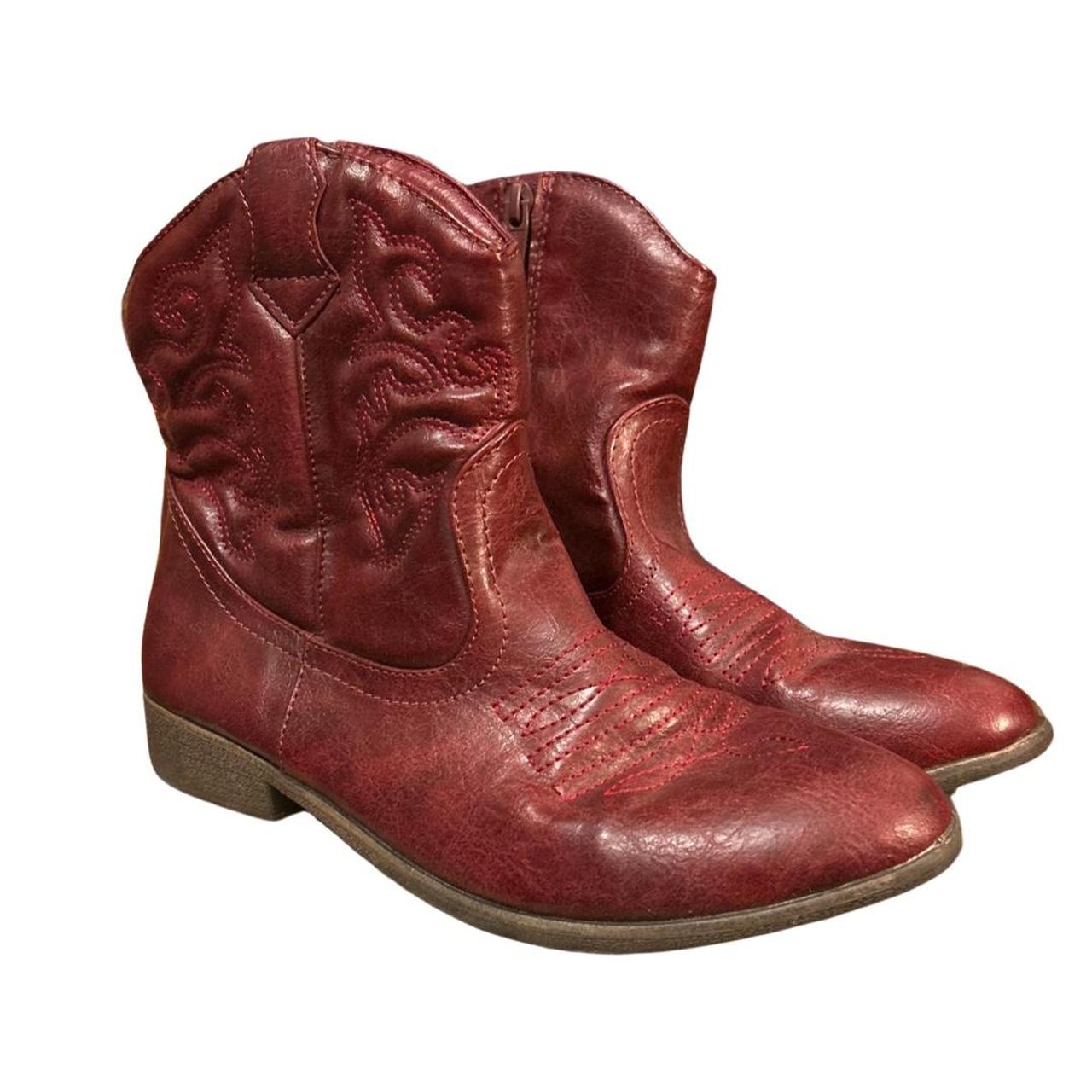 STEVE MADDEN cherry red ankle height cowboy boots,... - Depop