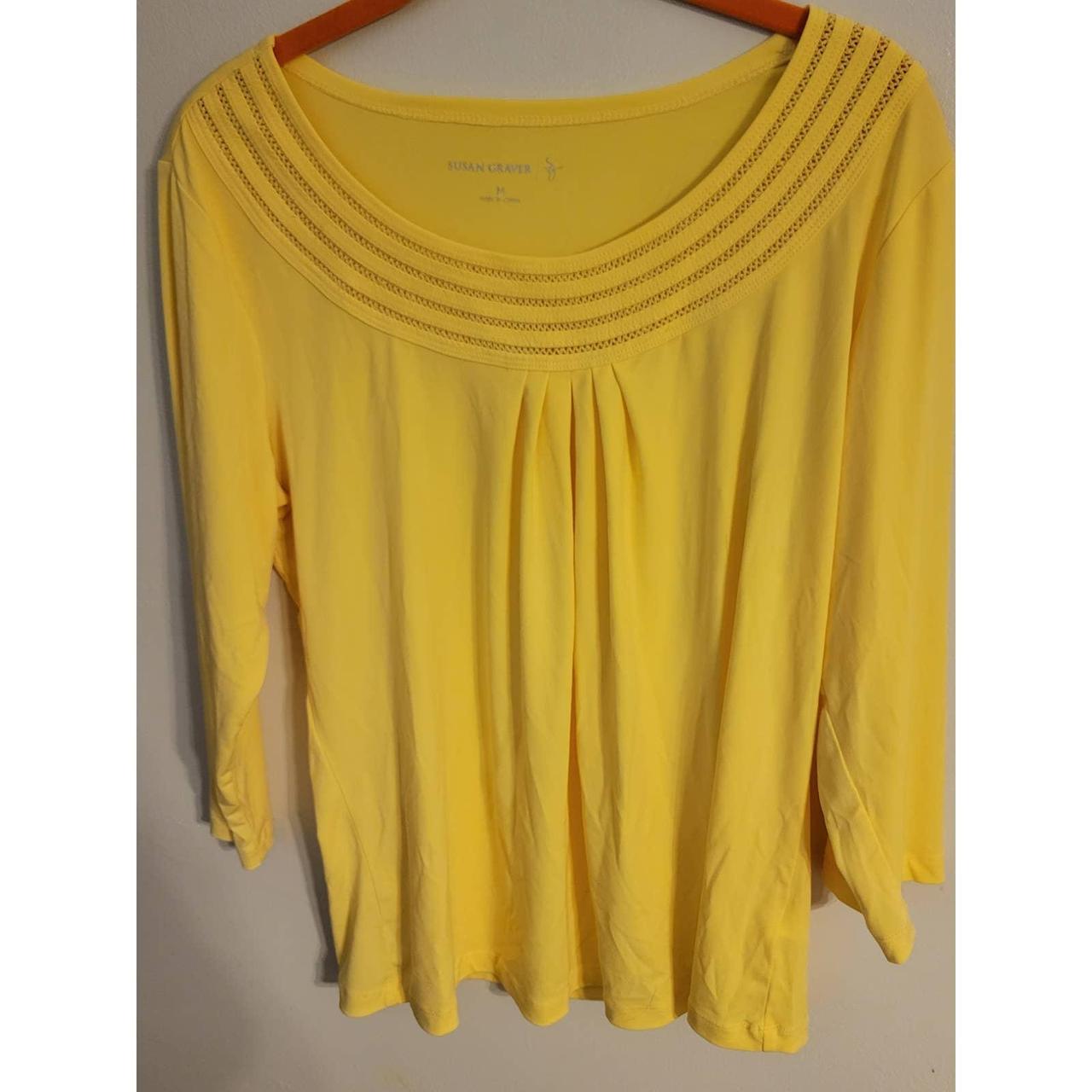 Susan Graver M Yellow Top 34 Sleeve Measurements Depop