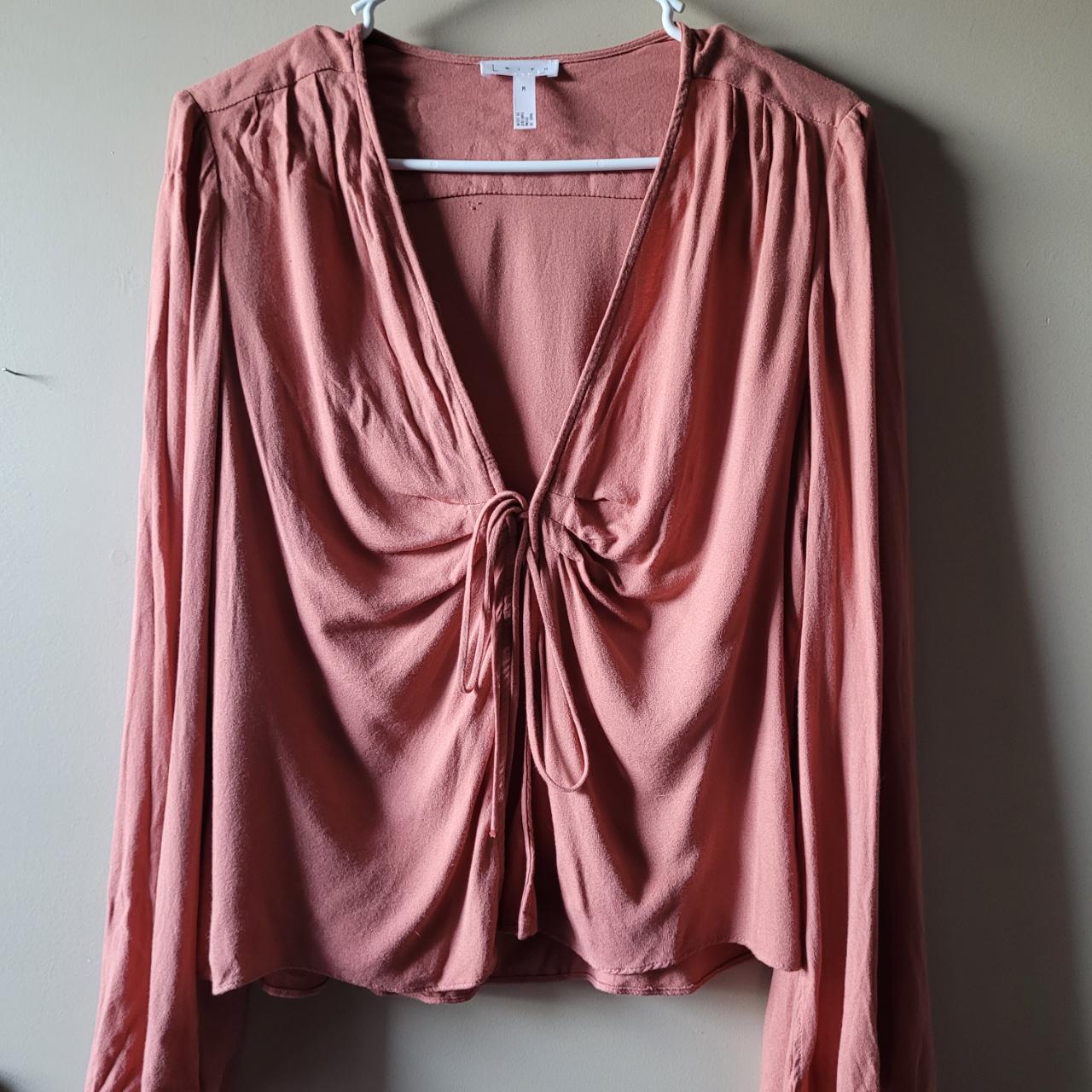 Groovy Pink Leith blouse. Clasp closure in the front... - Depop