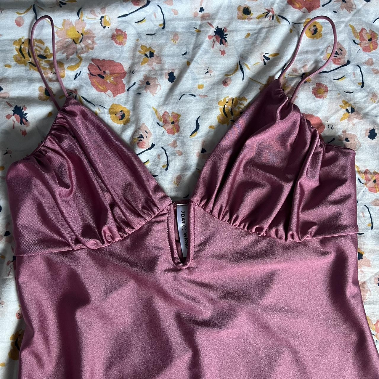 Azkara- Pink Slip Dress Size: Small/ medium - Depop