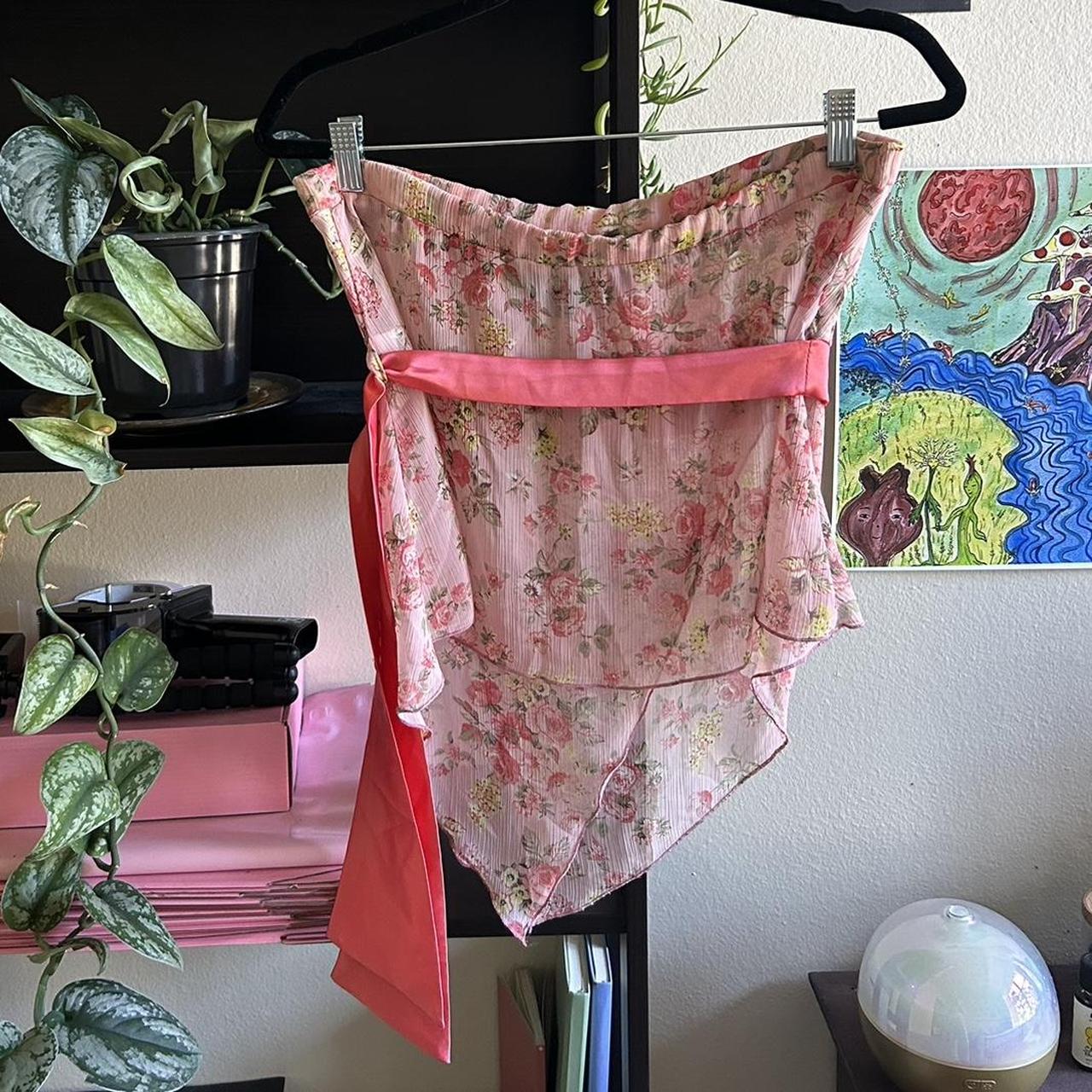 Sheer pink strapless top