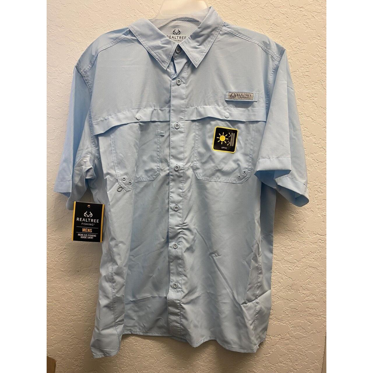 NWT Real Tree Fishing Guide Shirt Vented Blue SS... - Depop