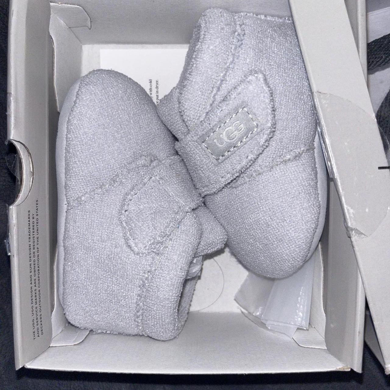 Grey baby booties, size 2/3 months , with box - Depop