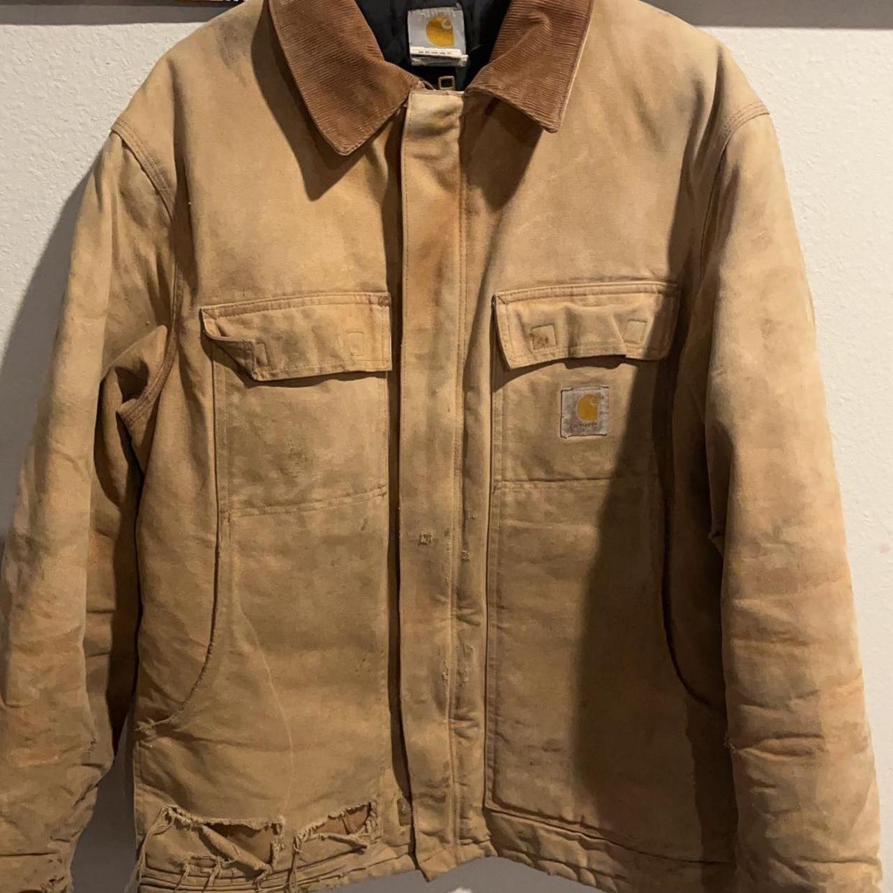 Distressed vintage carhartt detroit jacket, high... - Depop