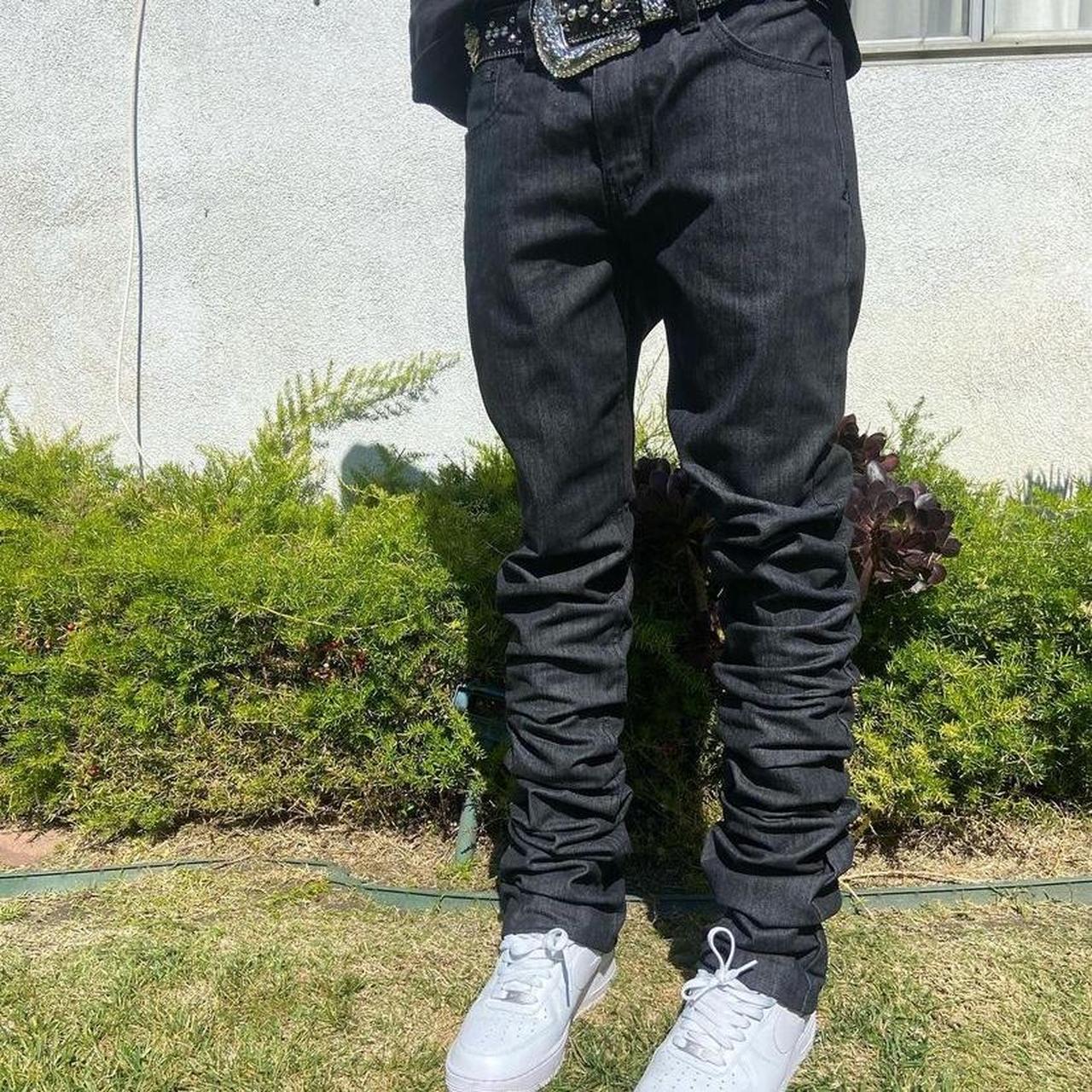 Stacked jeans Brand is static denim Blues are size... - Depop