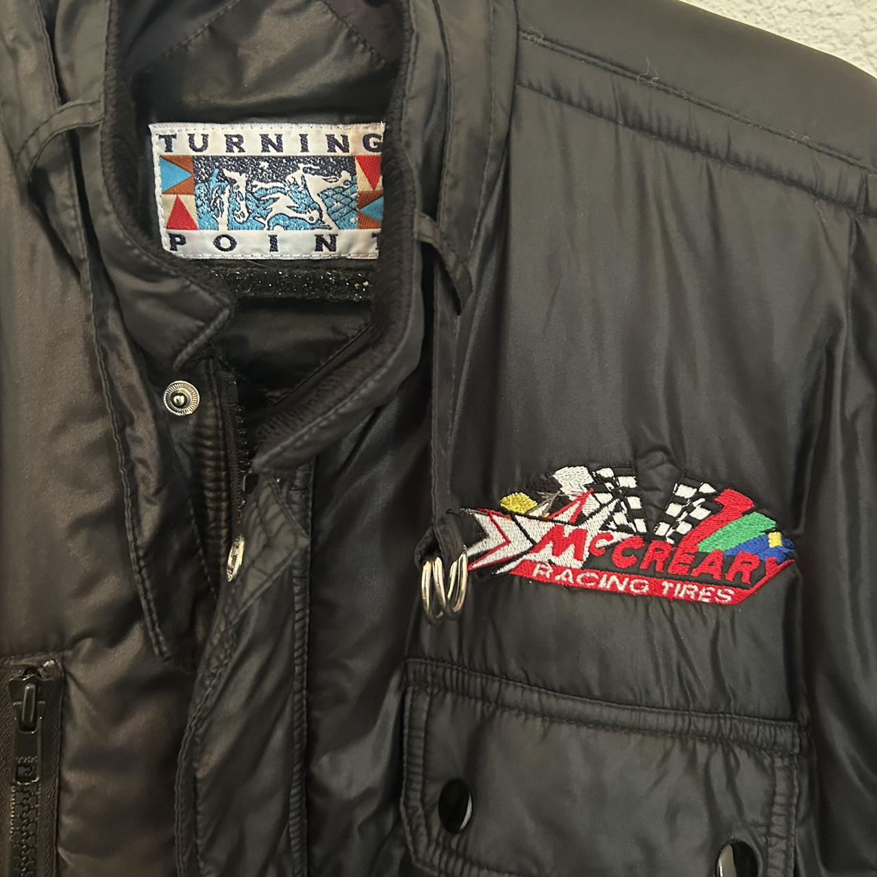 black McCreary racing puffer jacket size medium - Depop