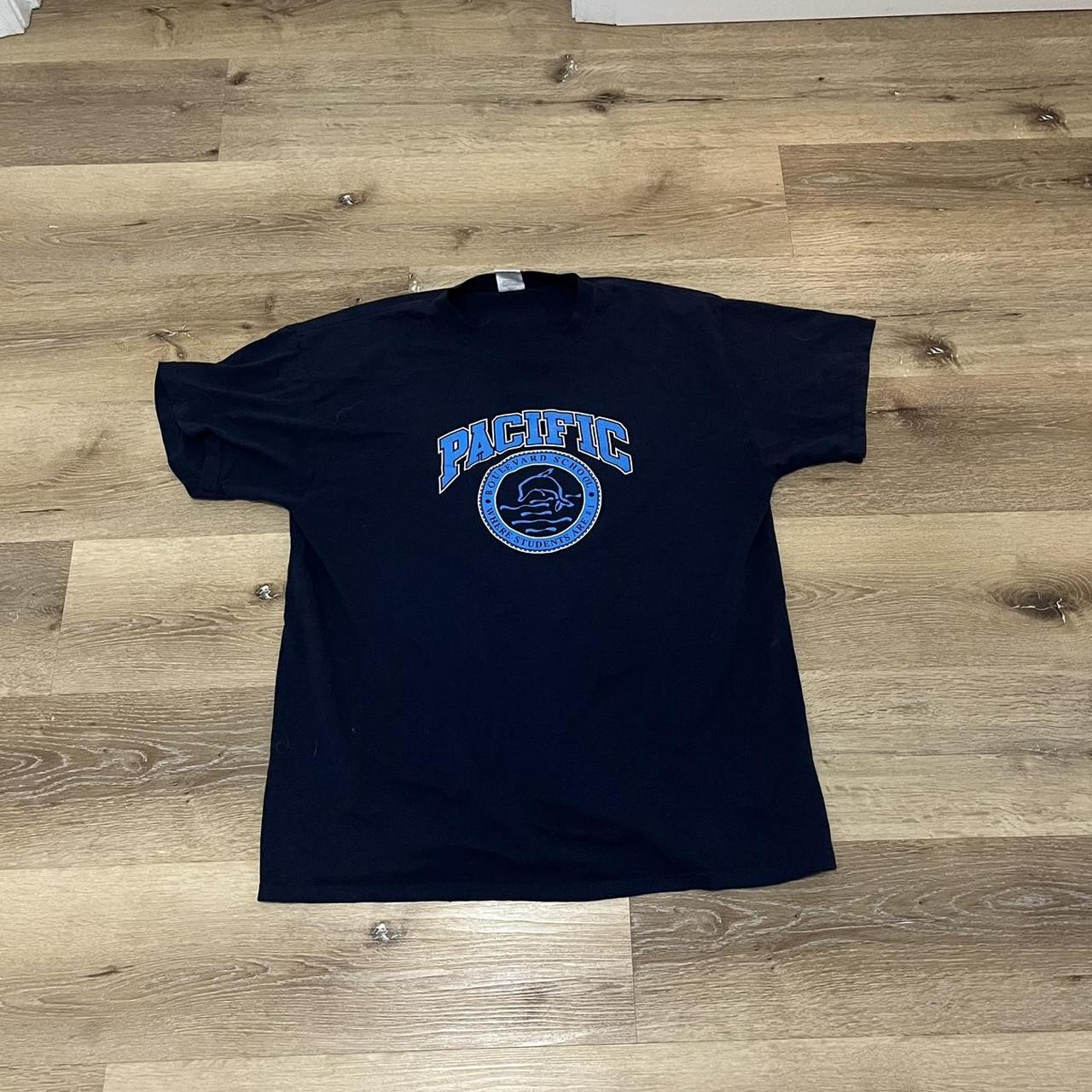 VINTAGE Jerzees navy pacific tee high quality - Depop