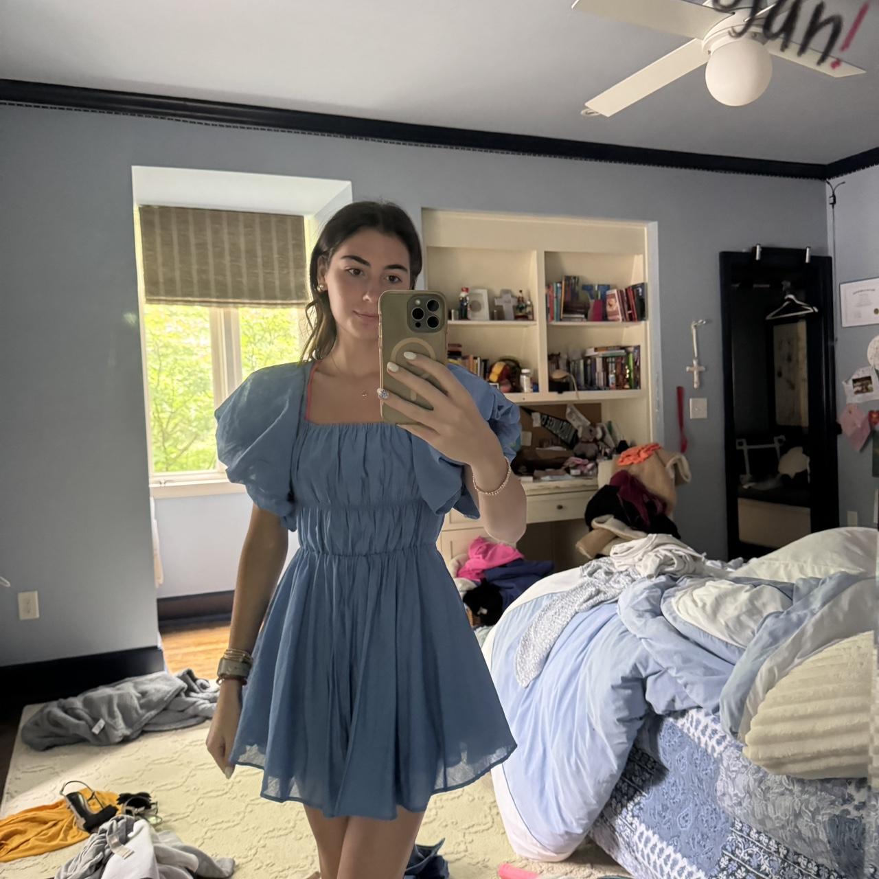 princess poly blue dress with puffy sleeves size XS NWT | Depop