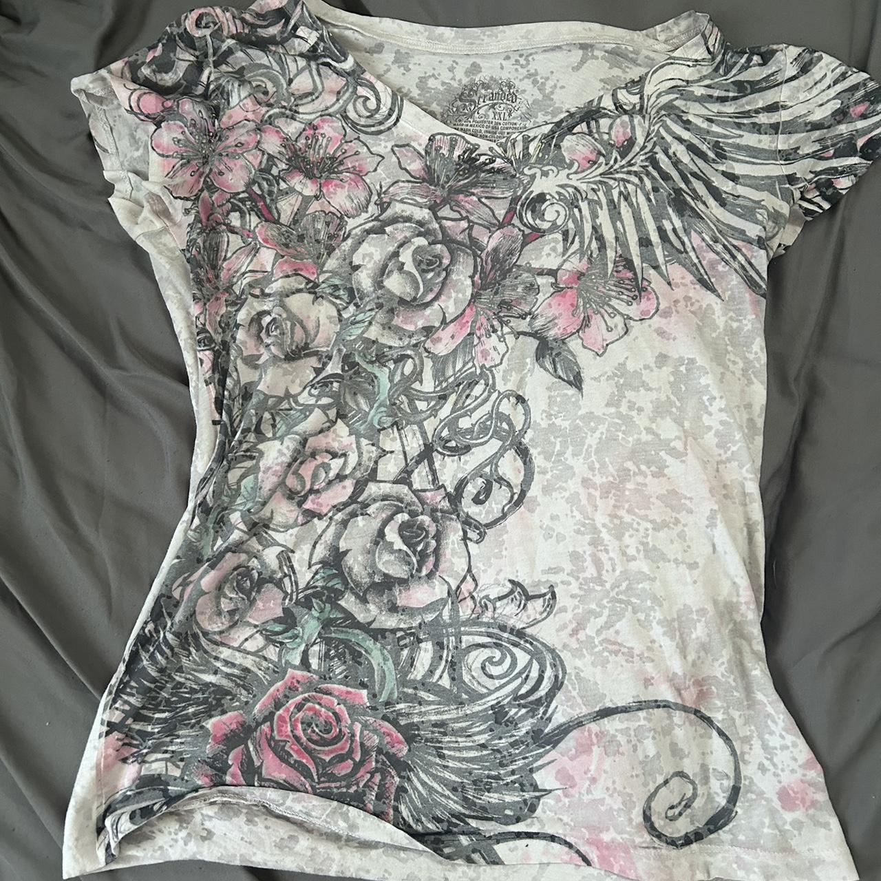 See through Y2K rose top STRANDED brand xxl but fits... - Depop