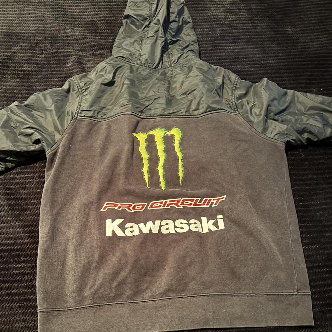 fox monster energy zip up jacket | size large | a... - Depop