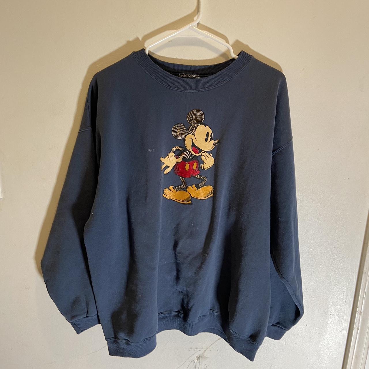 Navy blue Disney Mickey Mouse crewneck sweatshirt... | Depop