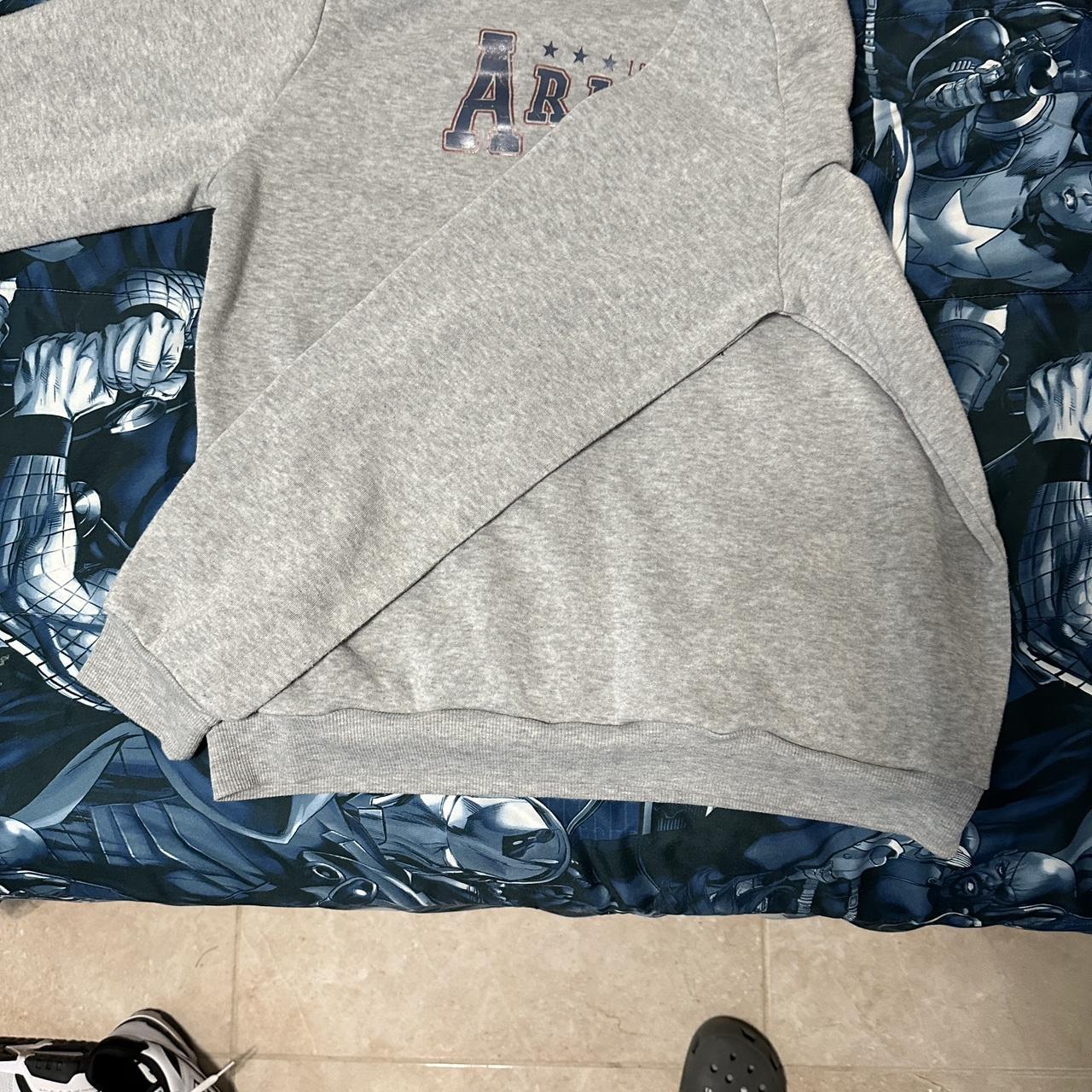 men grey arizona sweater fits like a small mixed... - Depop