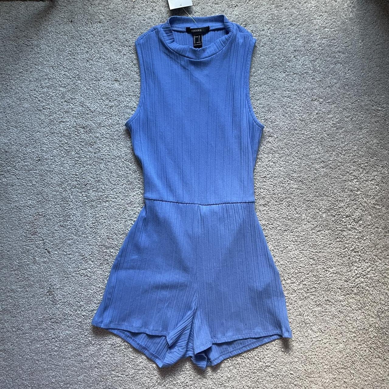 Forever 21 Periwinkle Romper •size large (really not... - Depop
