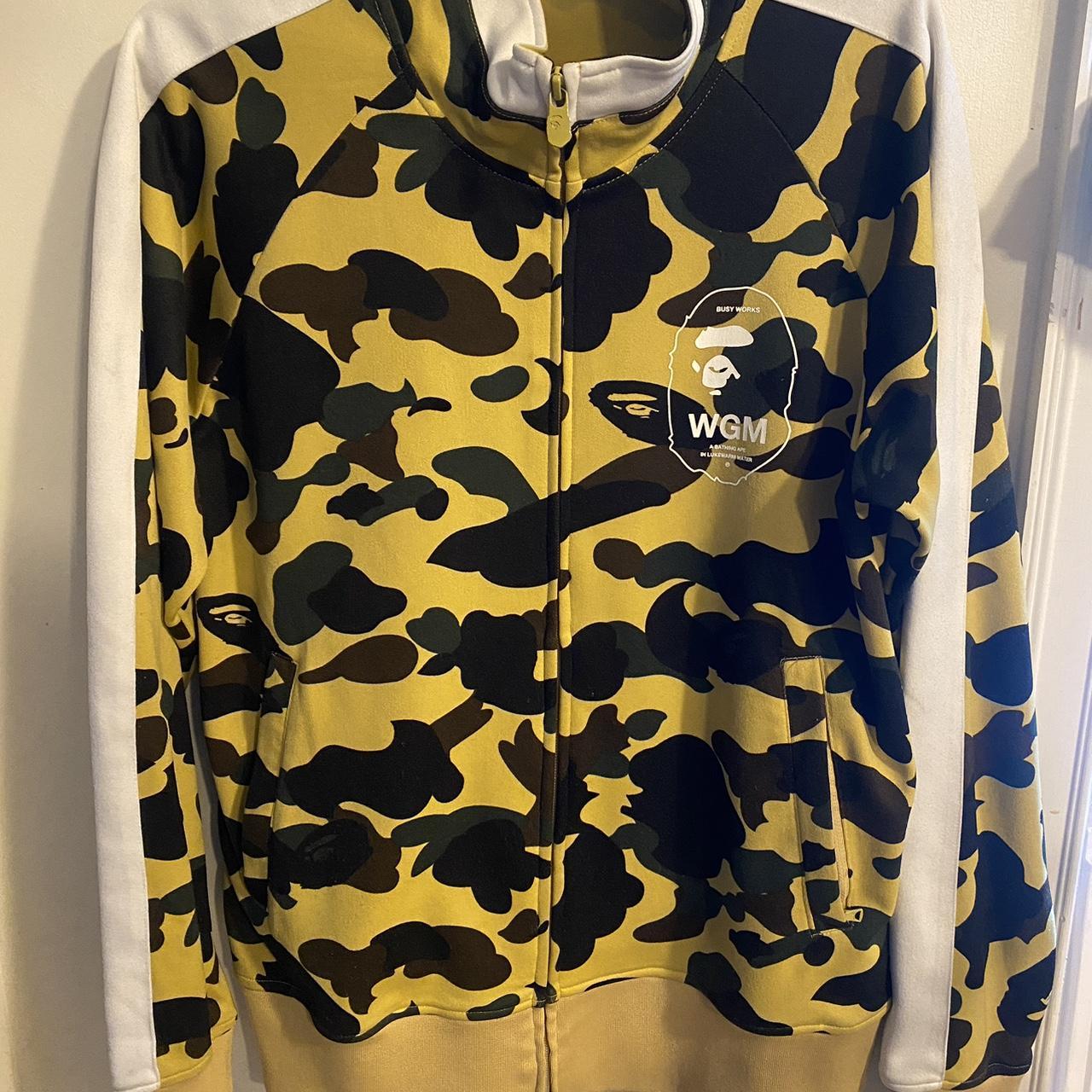 BAPE yellow and black camo zip up hoodie Copped... | Depop