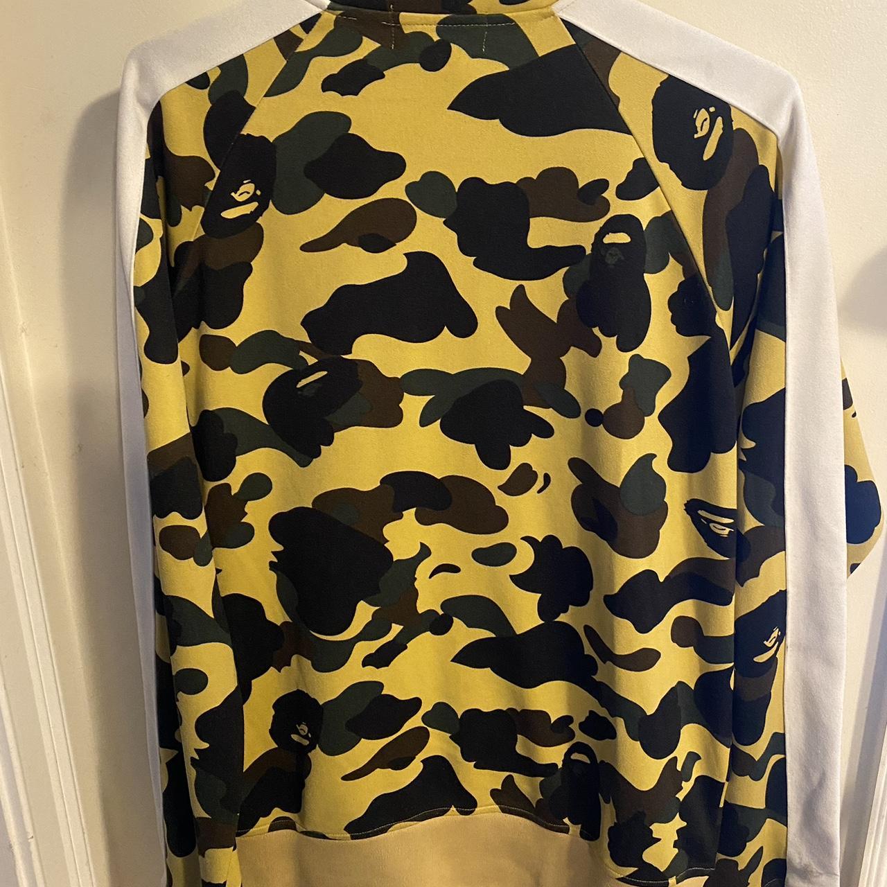 BAPE yellow and black camo zip up hoodie Copped... | Depop