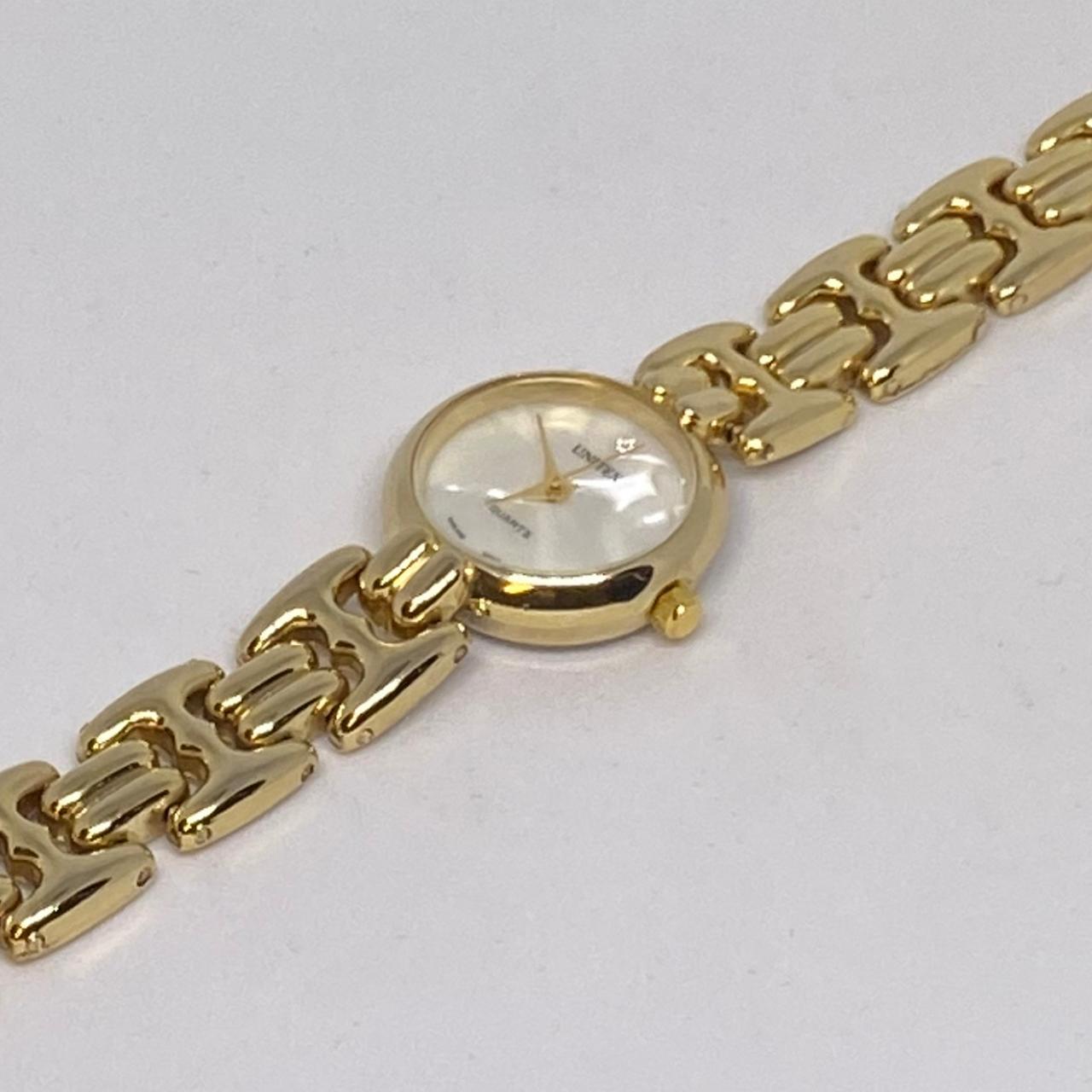 Unitex Watch Gold Tone mother of pearl face with... - Depop