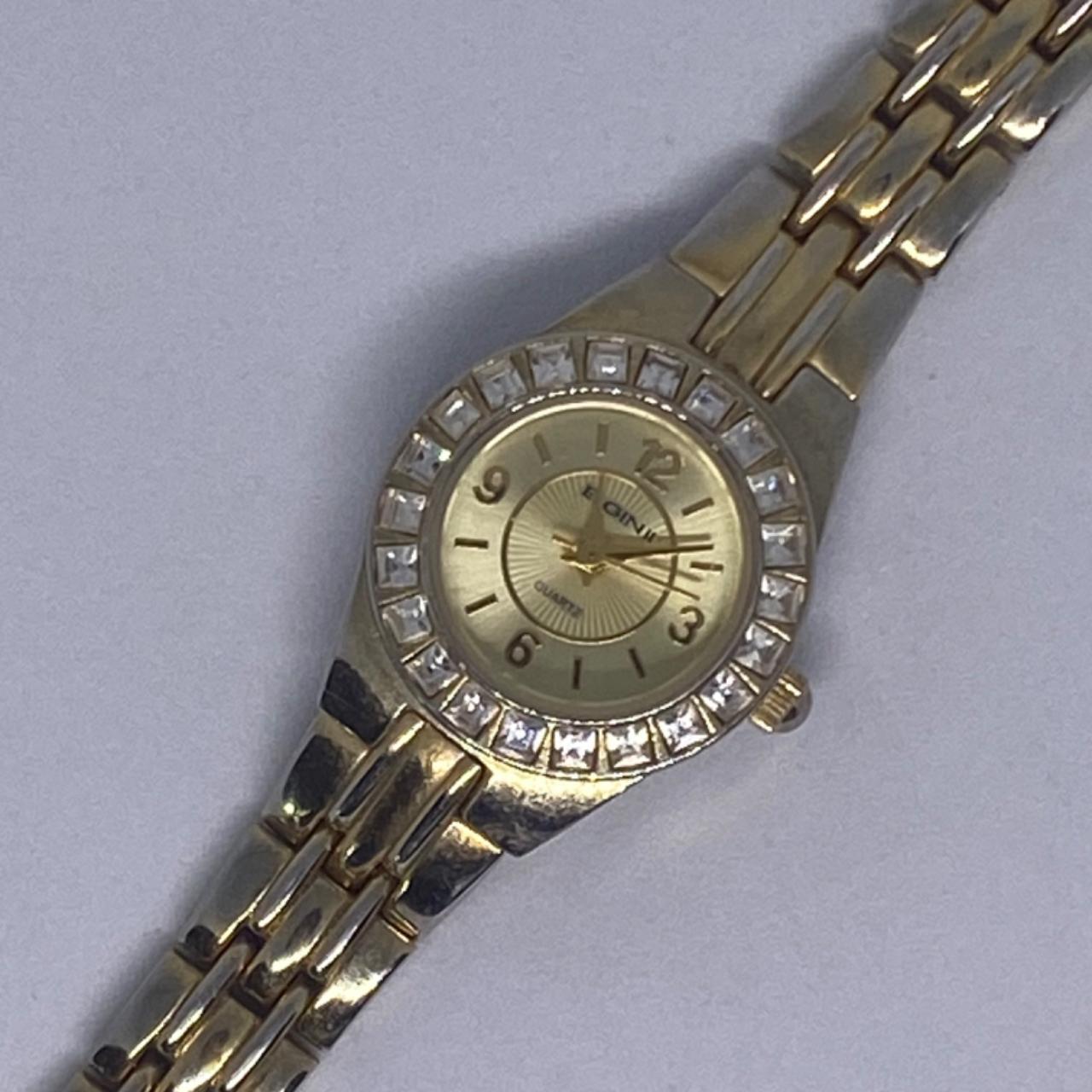 Elgin II Watch Gold tone with princess cut... - Depop