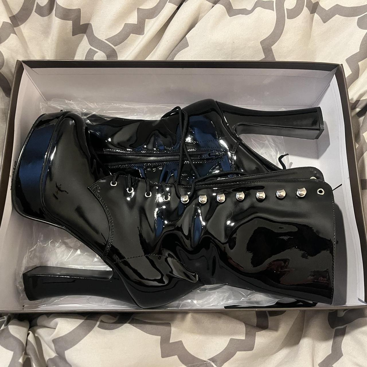 Pleaser Electra Black Patent worn once inside for... - Depop