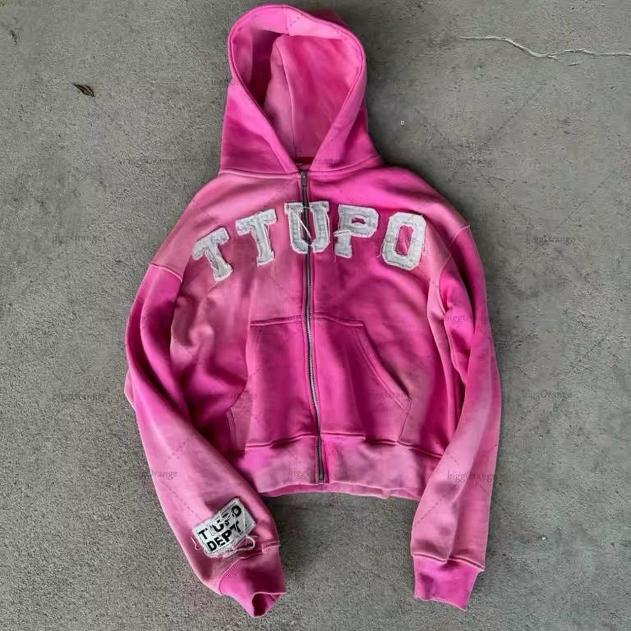 Pink & white Tupac zip up hoodie | Depop