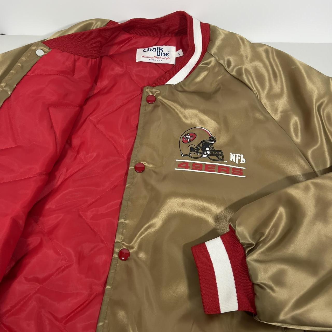 Vintage Gold San Francisco 49ers Satin Jacket Chalk... - Depop
