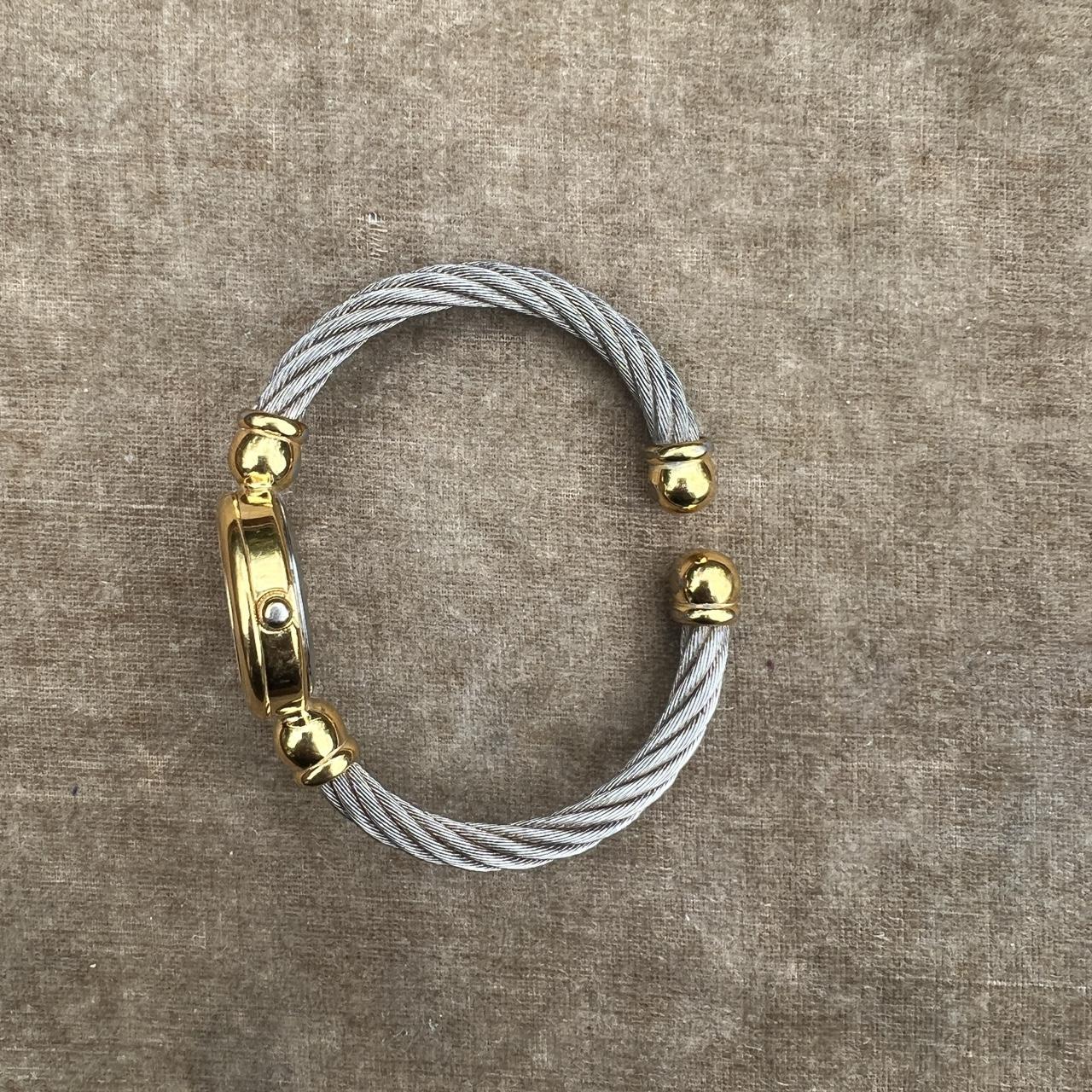 Silver/Gold Anne Klein Quartz Bangle Watch Length:... - Depop