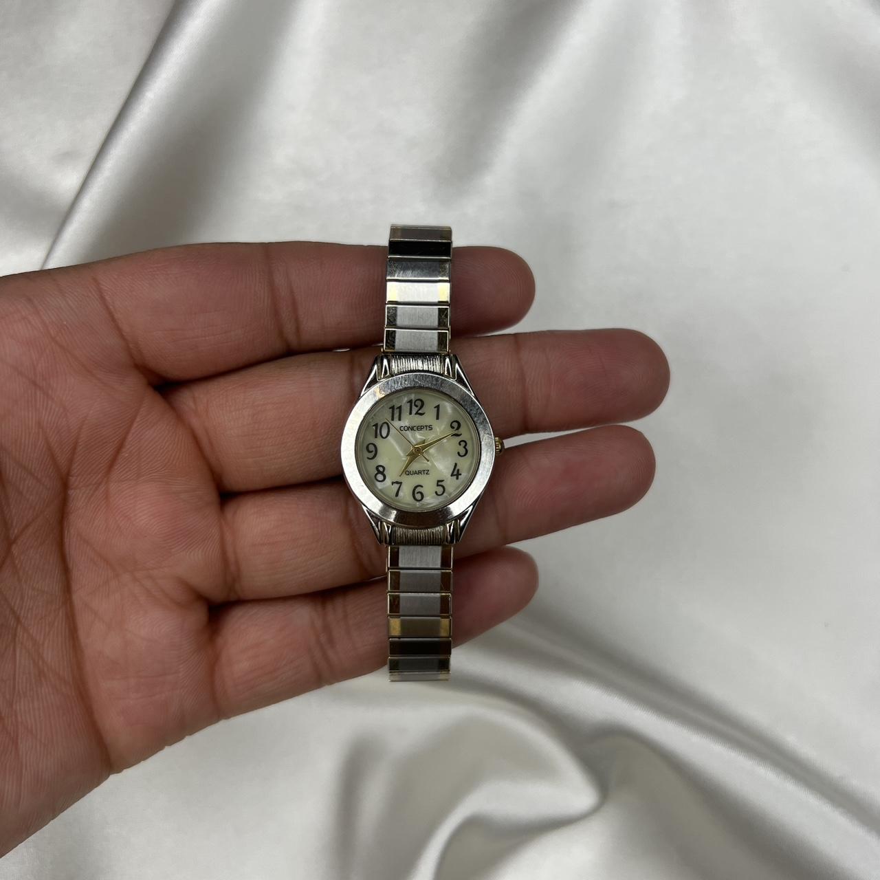 Silver Concepts Quartz Stretch Band Watch Length:... - Depop