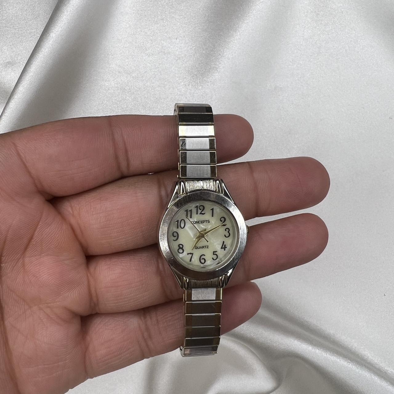 Silver Concepts Quartz Stretch Band Watch Length:... - Depop