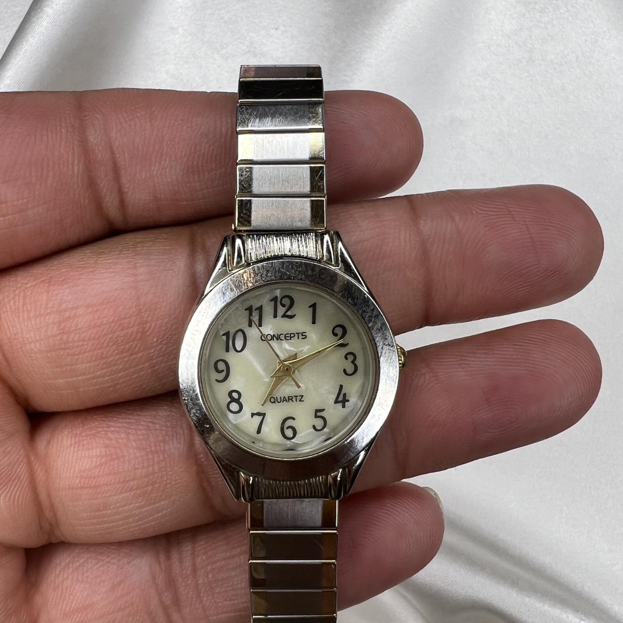 Silver Concepts Quartz Stretch Band Watch Length:... - Depop